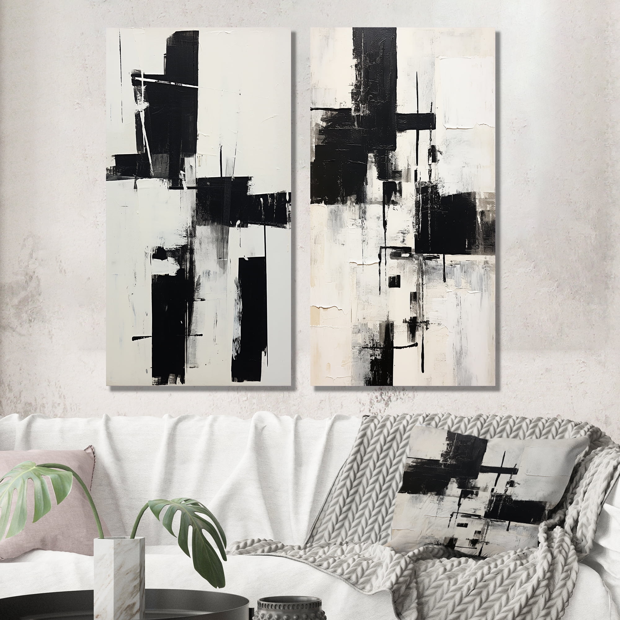 Designart "Beyond Boundaries Minimal Black and White Abstract II ...