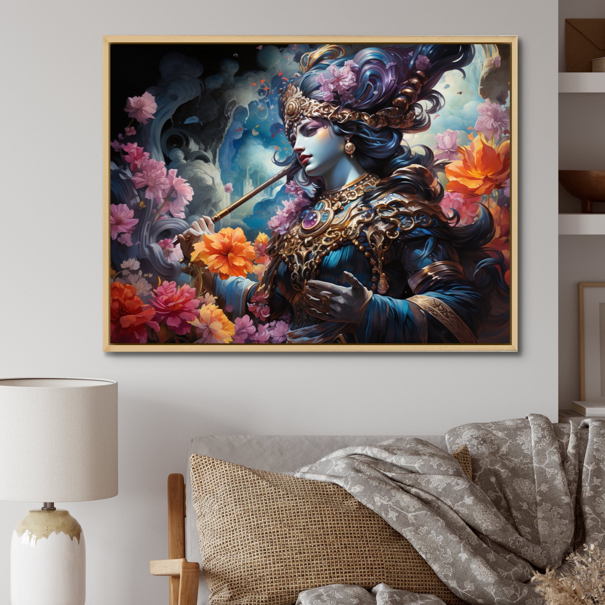 Designart "Bhagavad Gitas Hinduisim Art painting II" Spiritual Floater ...