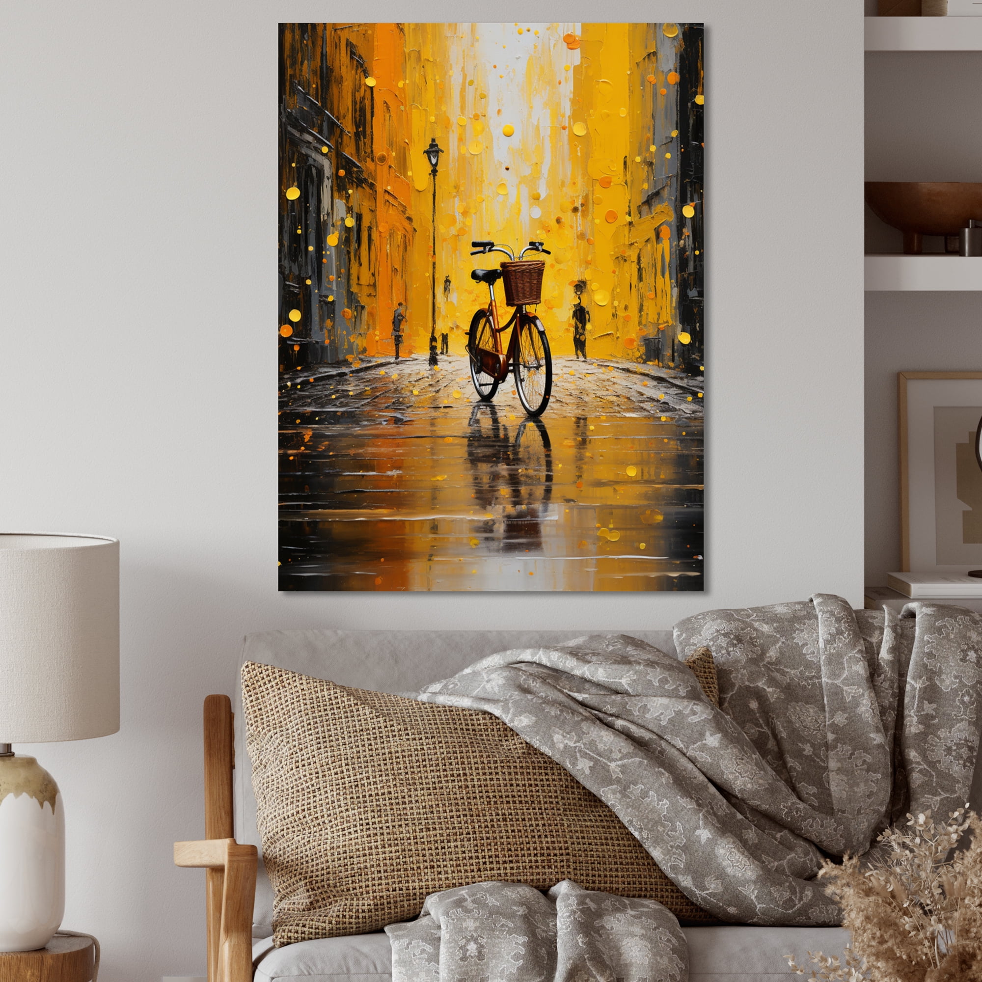 Designart "Bicycle City Rhythm Pointillism" Bicycle Metal Wall Decor ...