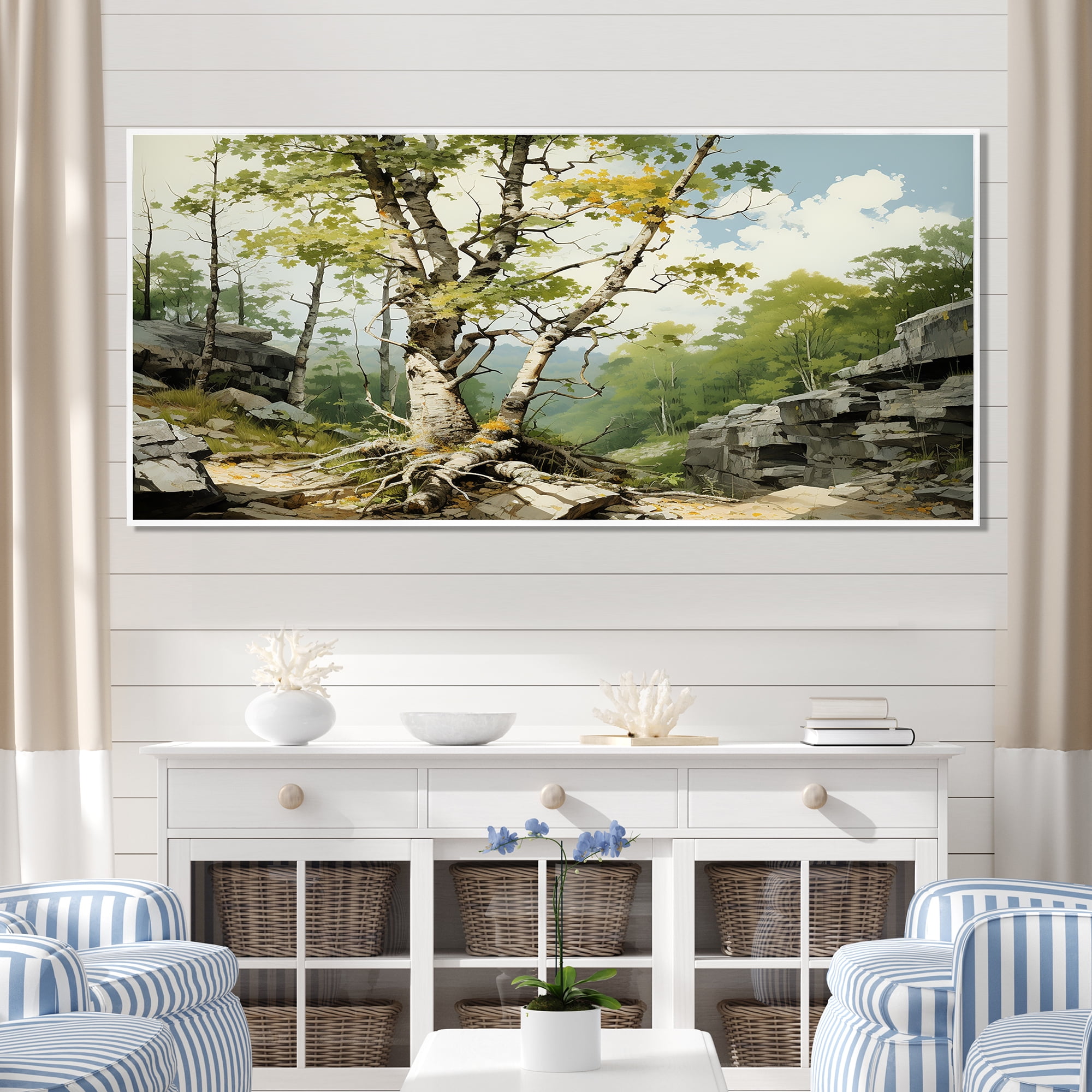 Designart "Birch Tree Forest Nature's Essence IV" Oversized Landscapes ...