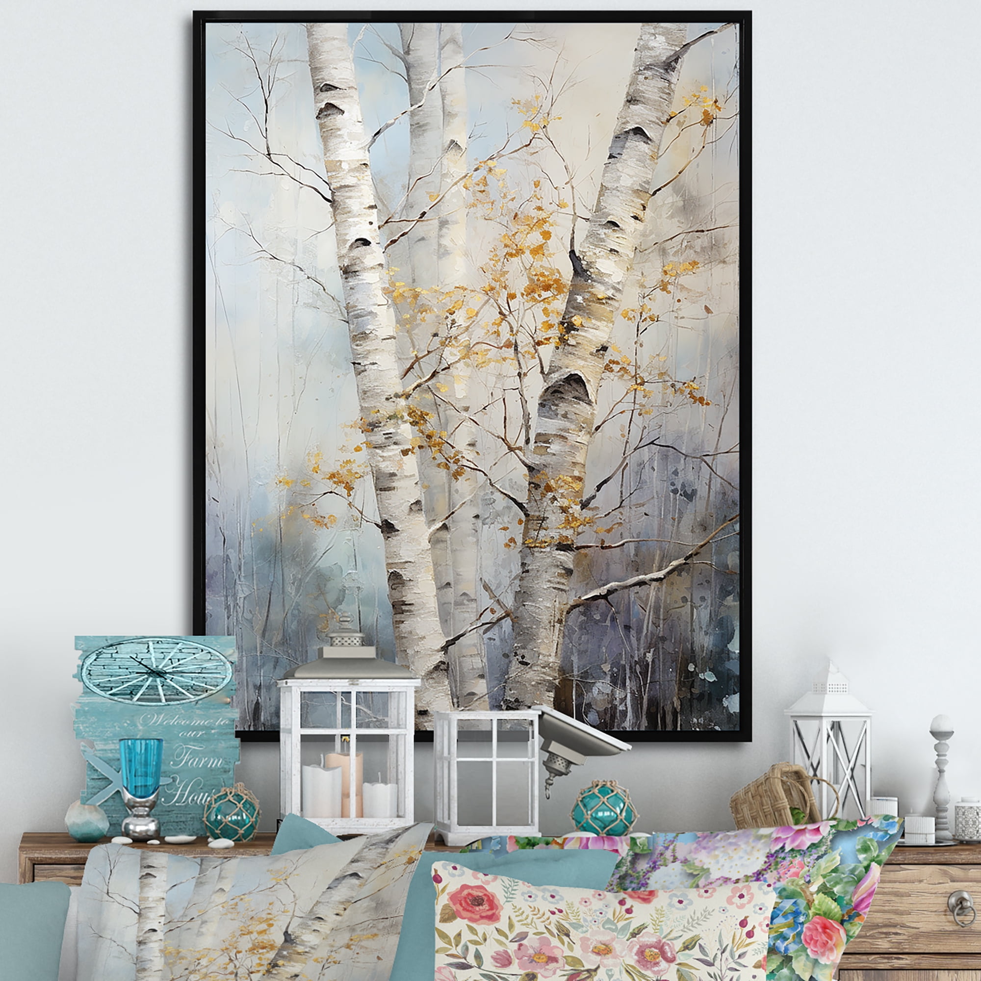 Designart "Birch Trees With Silver Blue Hues Breathing In The Scenery ...