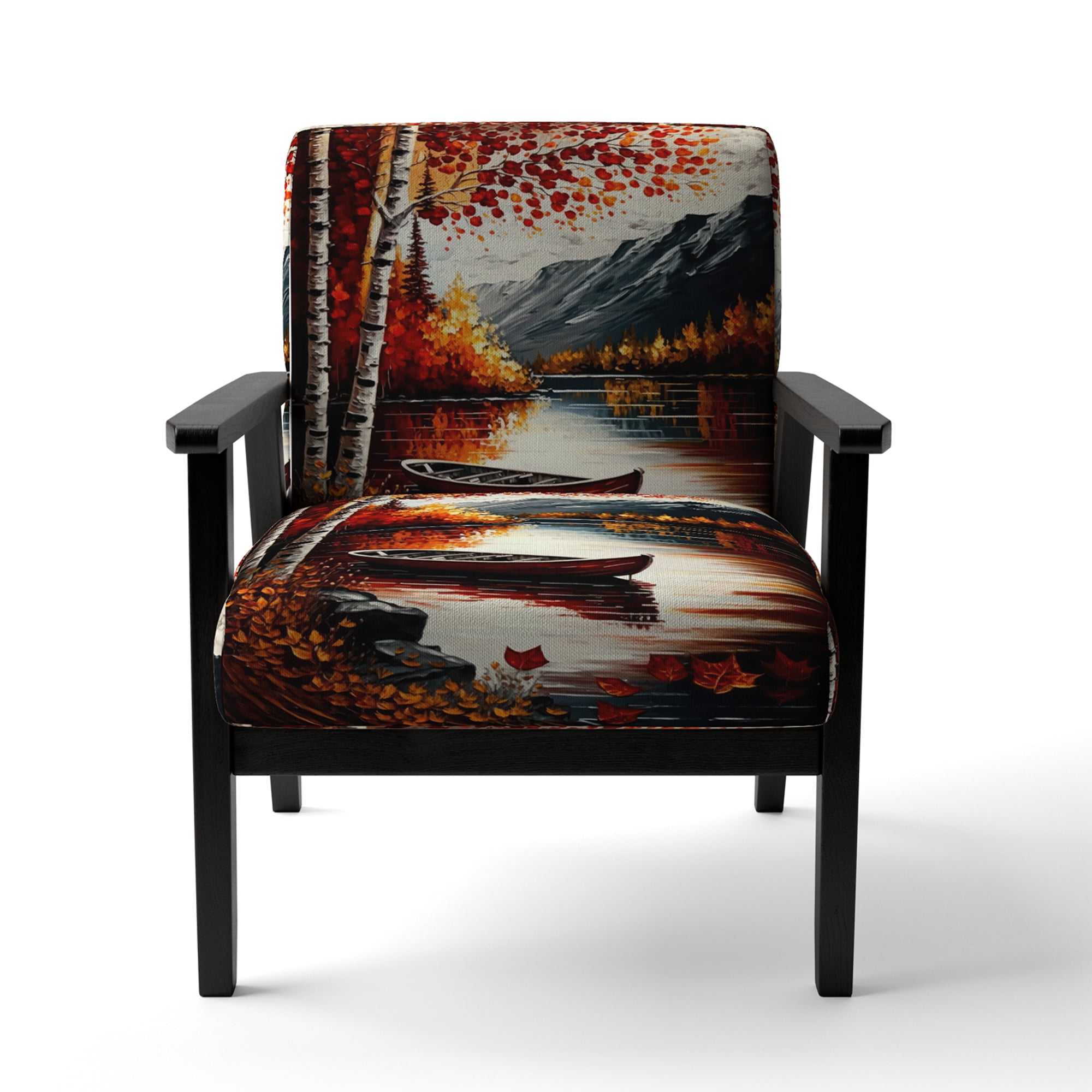 Designart "Birch Trees by the Lakeshore in Red and Orange IX" Orange ...