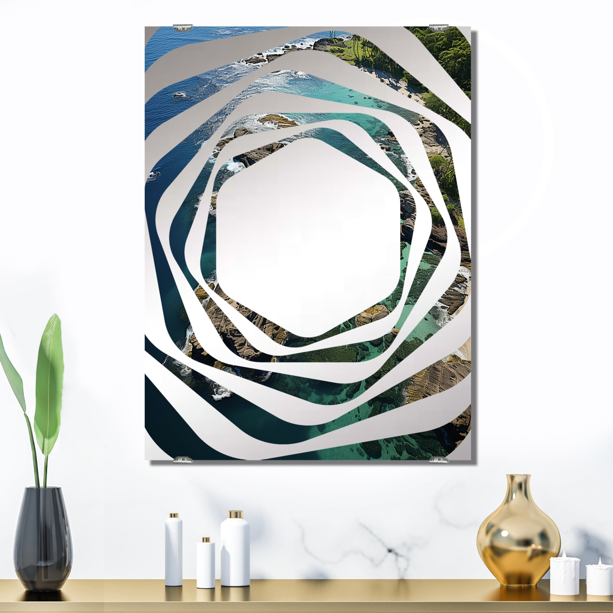 Designart "Bird's Eye View of a Tropical Island III" Coastal Beach ...