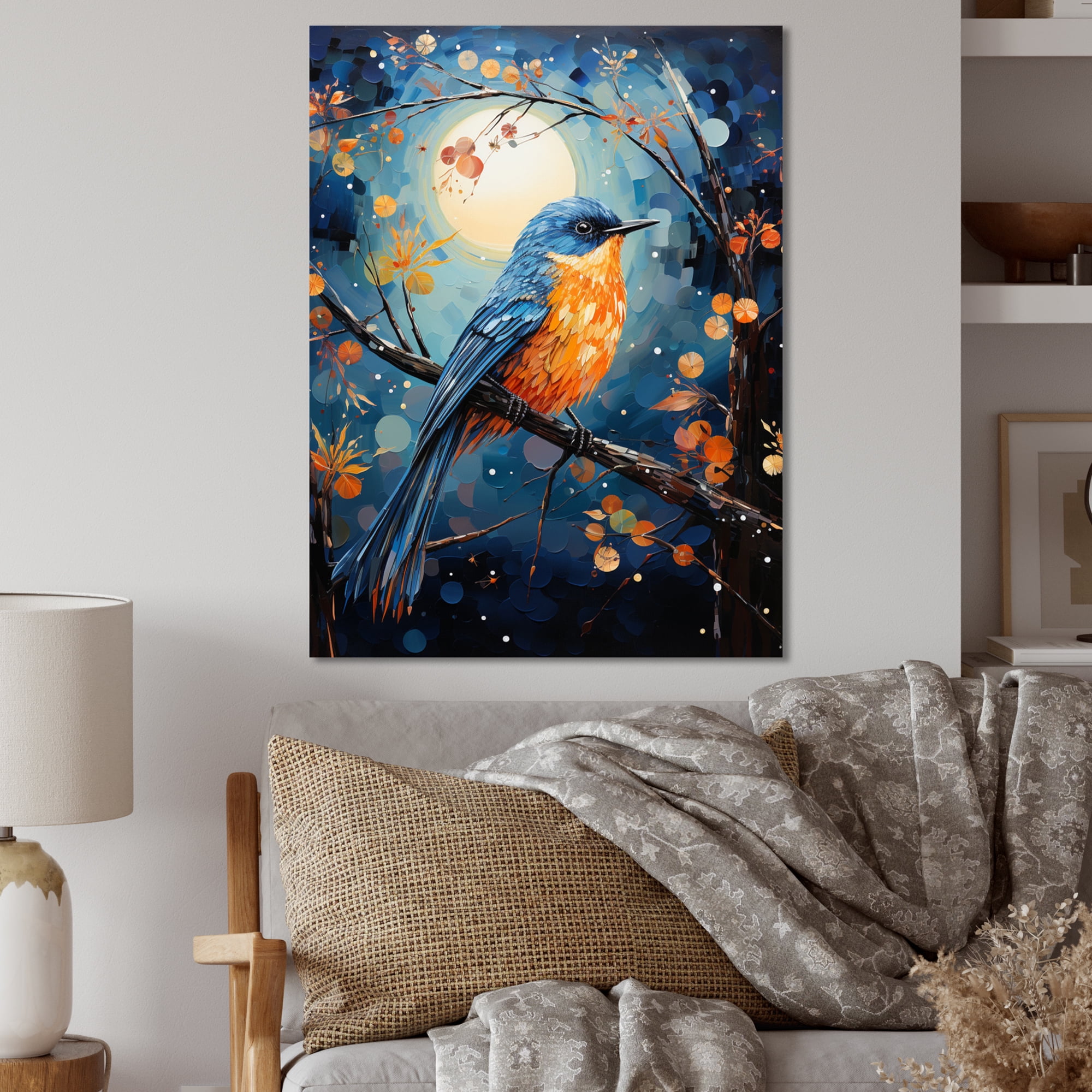 Designart "Birds of the Moonlight" Animals Metal Wall Art Prints ...