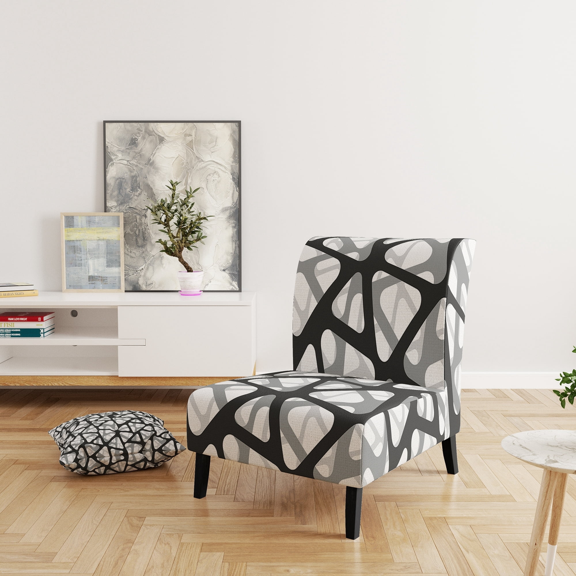 Designart "Black And Grey Triangular 3D Texture Of Mesh" Upholstered ...