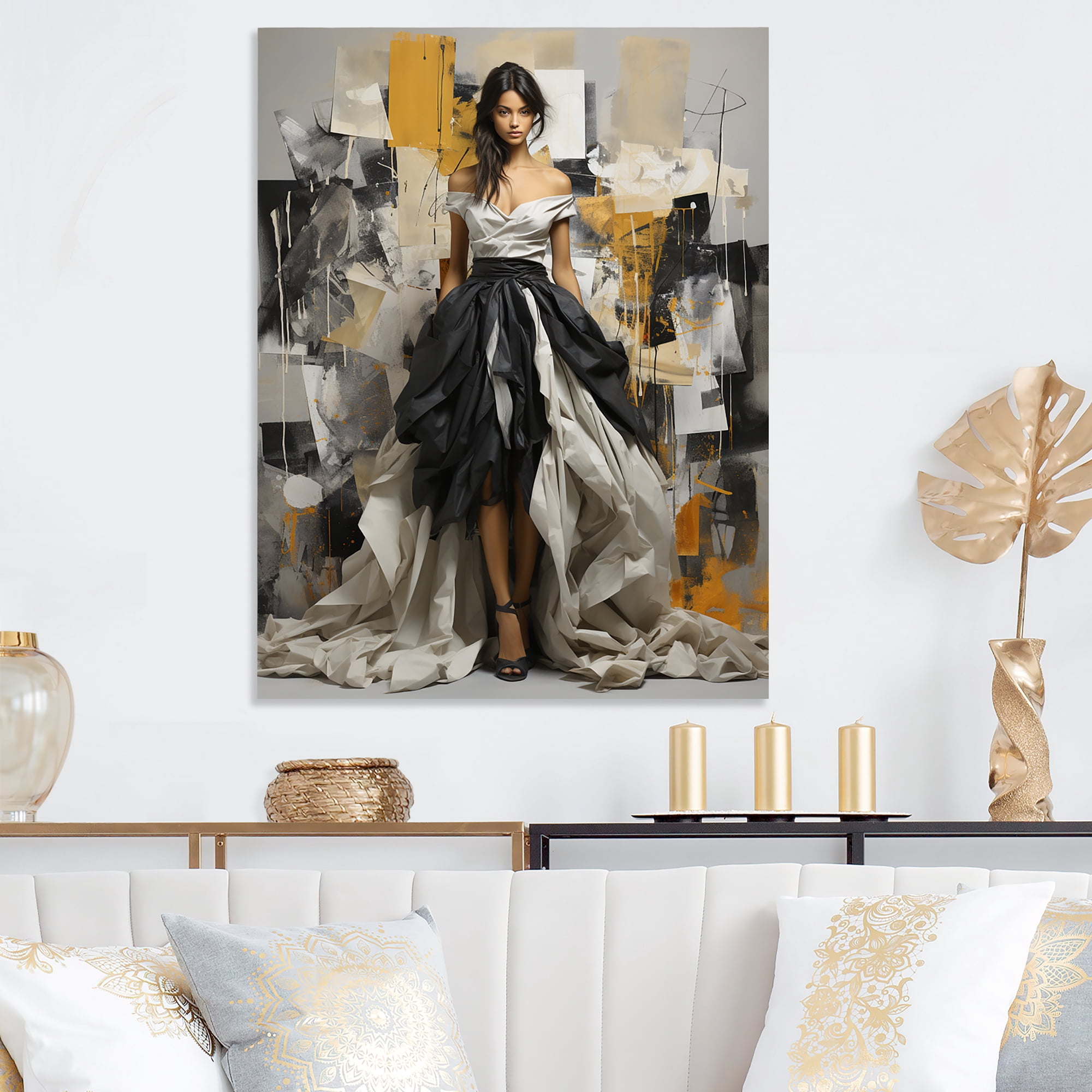 Designart "Black Fashion Fusion Creation II" Fashion Metal Wall Art ...