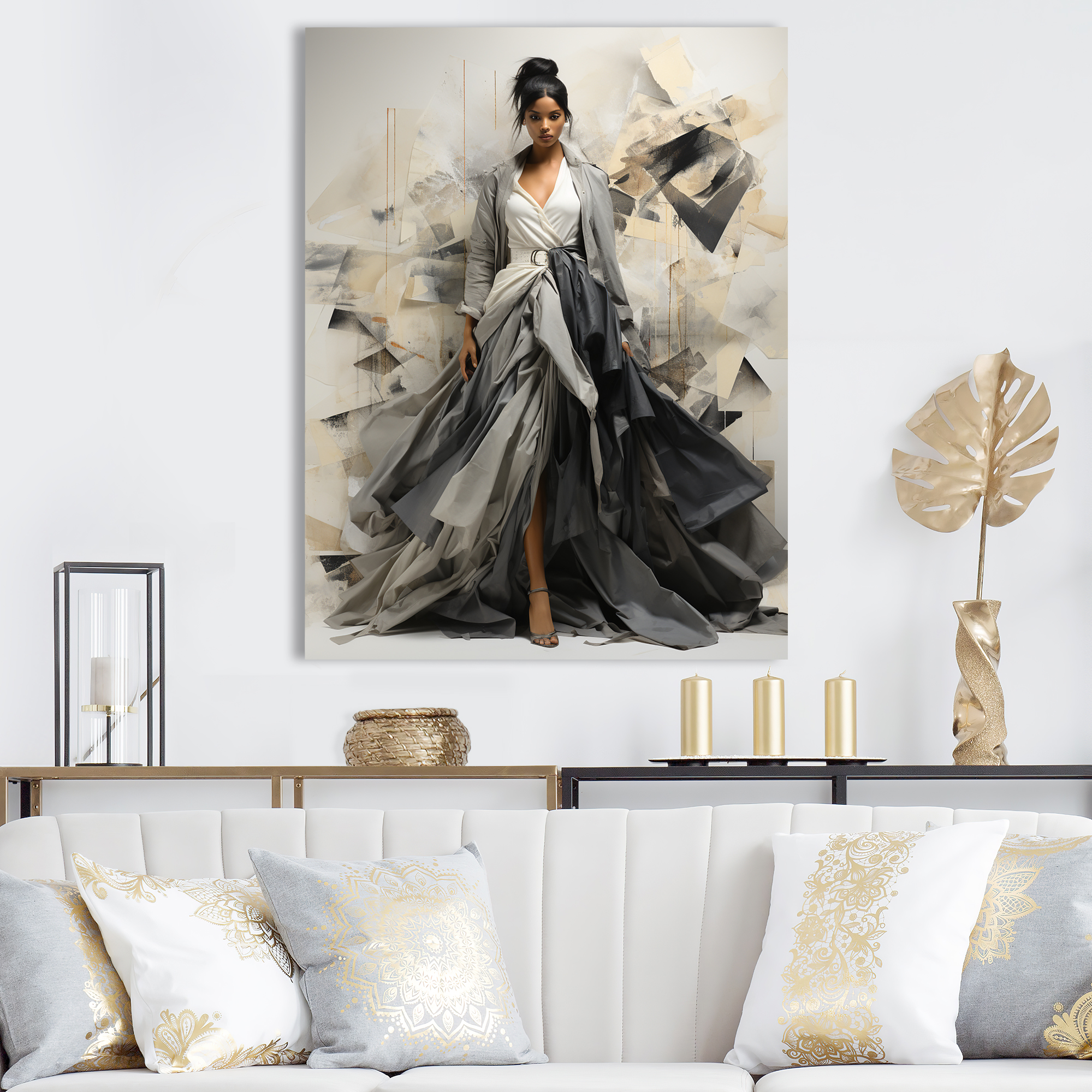 Designart "Black Fashion Fusion Creation I" Inspirational Canvas Wall ...
