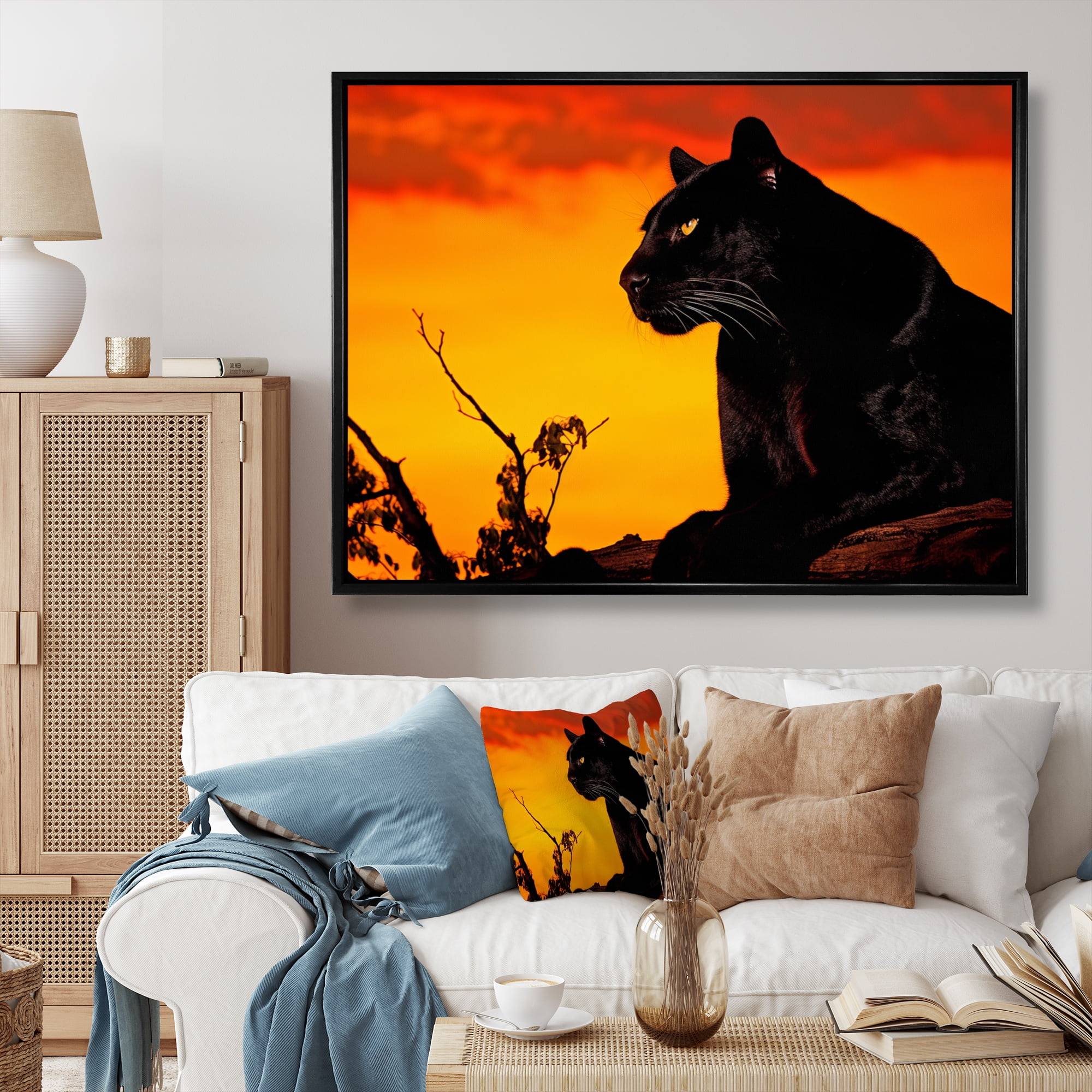 Designart "Black Panther Silent Forms Silhouette" Animals Floater ...