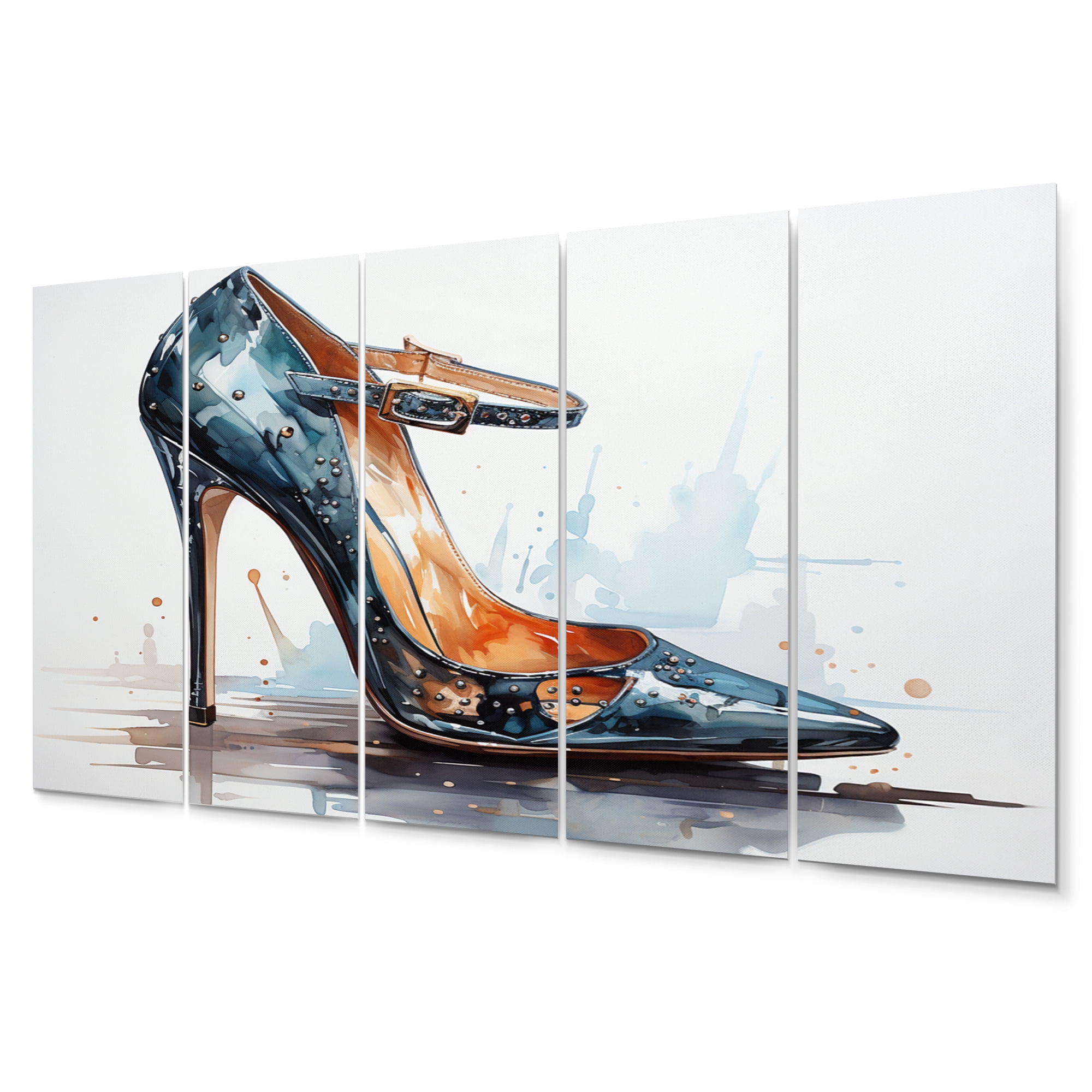 Designart "Black Stylish High Heel Power I" Fashion Wall Art Prints Set ...