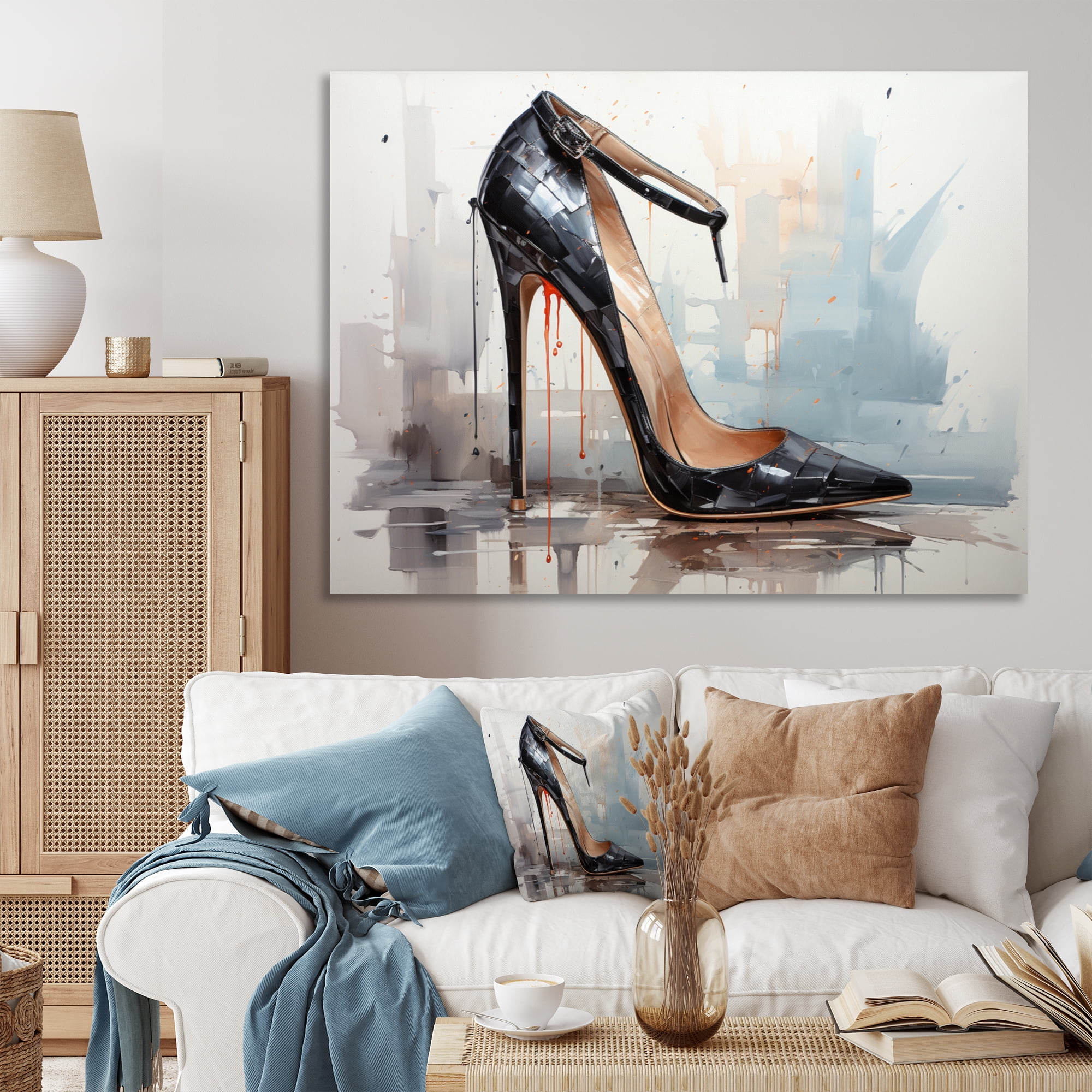 Designart "Black Stylish High Heel Power III" Fashion Wall Art Living ...