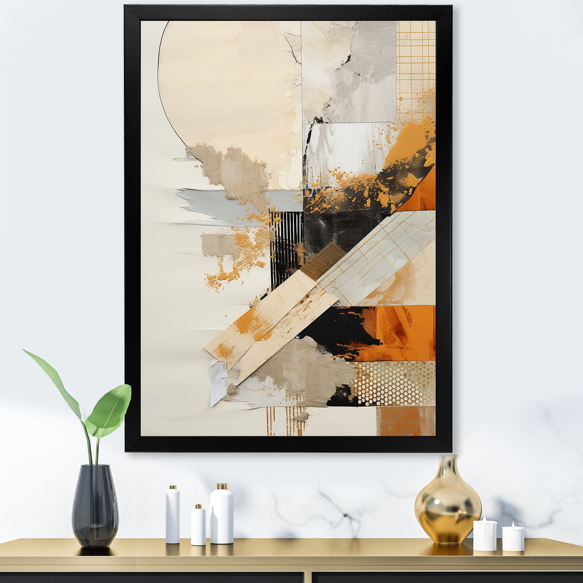 Designart "Black Twilight Dream Collage I" Abstract Framed Wall Art ...