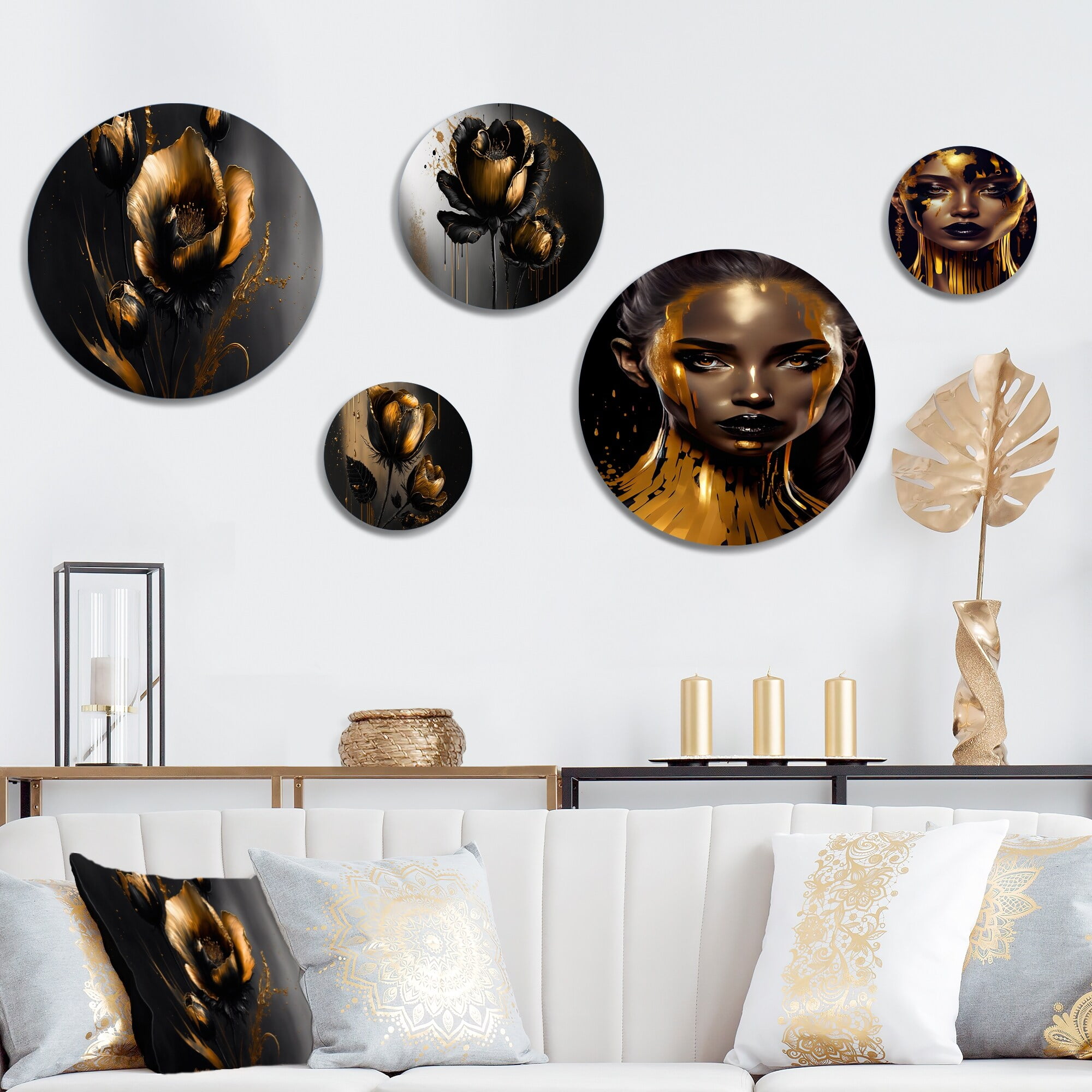 Designart "Black and Gold Crocus Artistry I" Floral Crocus Metal Wall ...