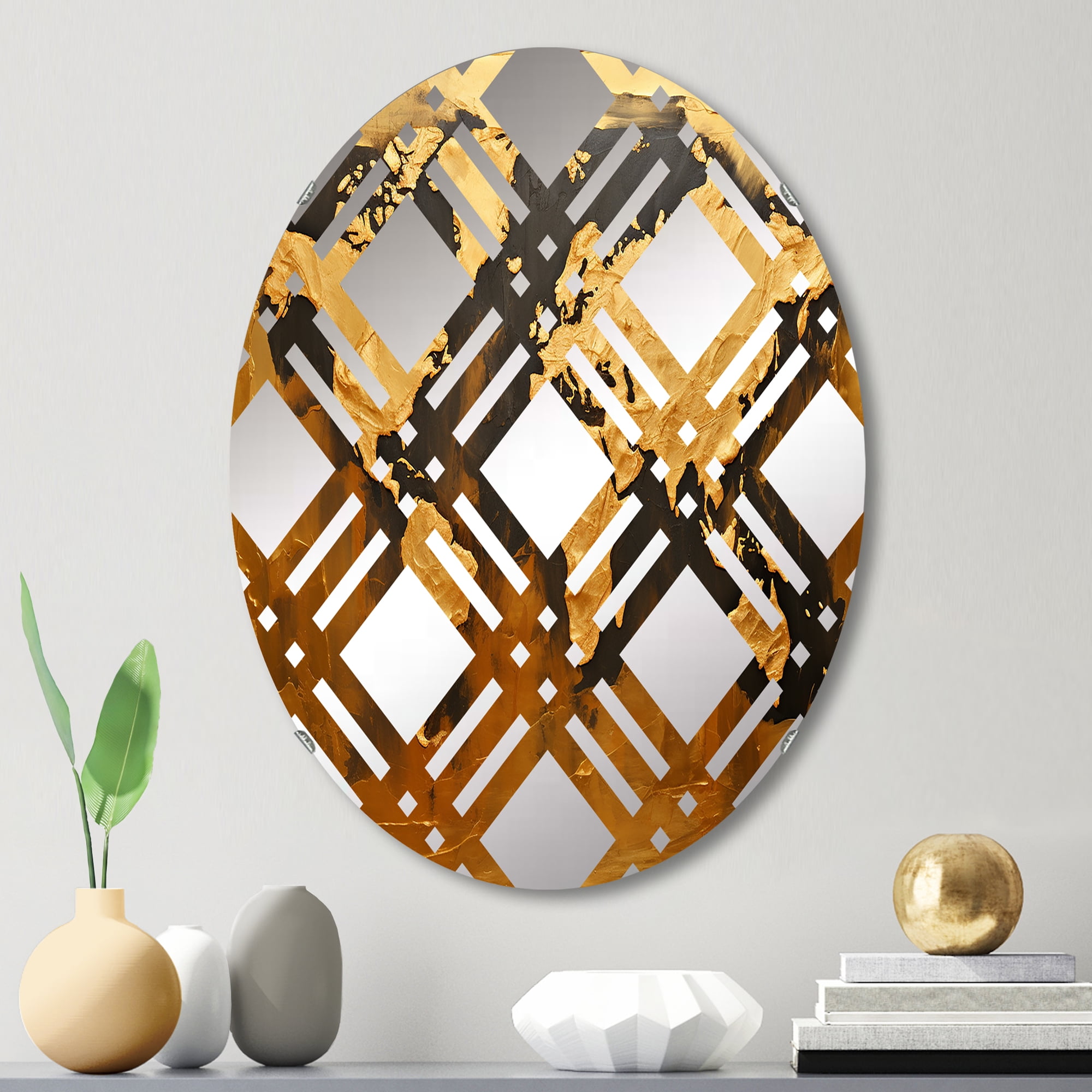 Designart "Black and Gold Geography on the World Map" World Map Plaid ...