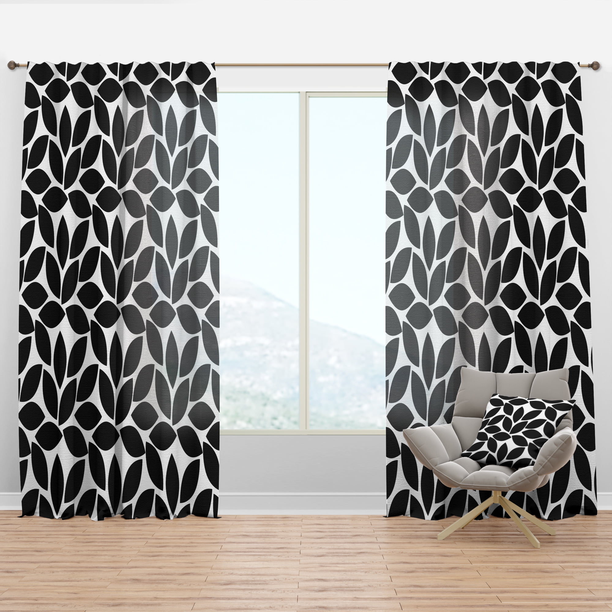 Designart 'Black and White Geometric Pattern XII' Mid-Century Modern ...