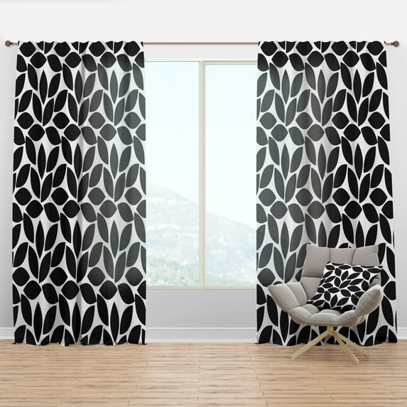 Designart 'Black and White Geometric Pattern XII' Mid-Century Modern ...