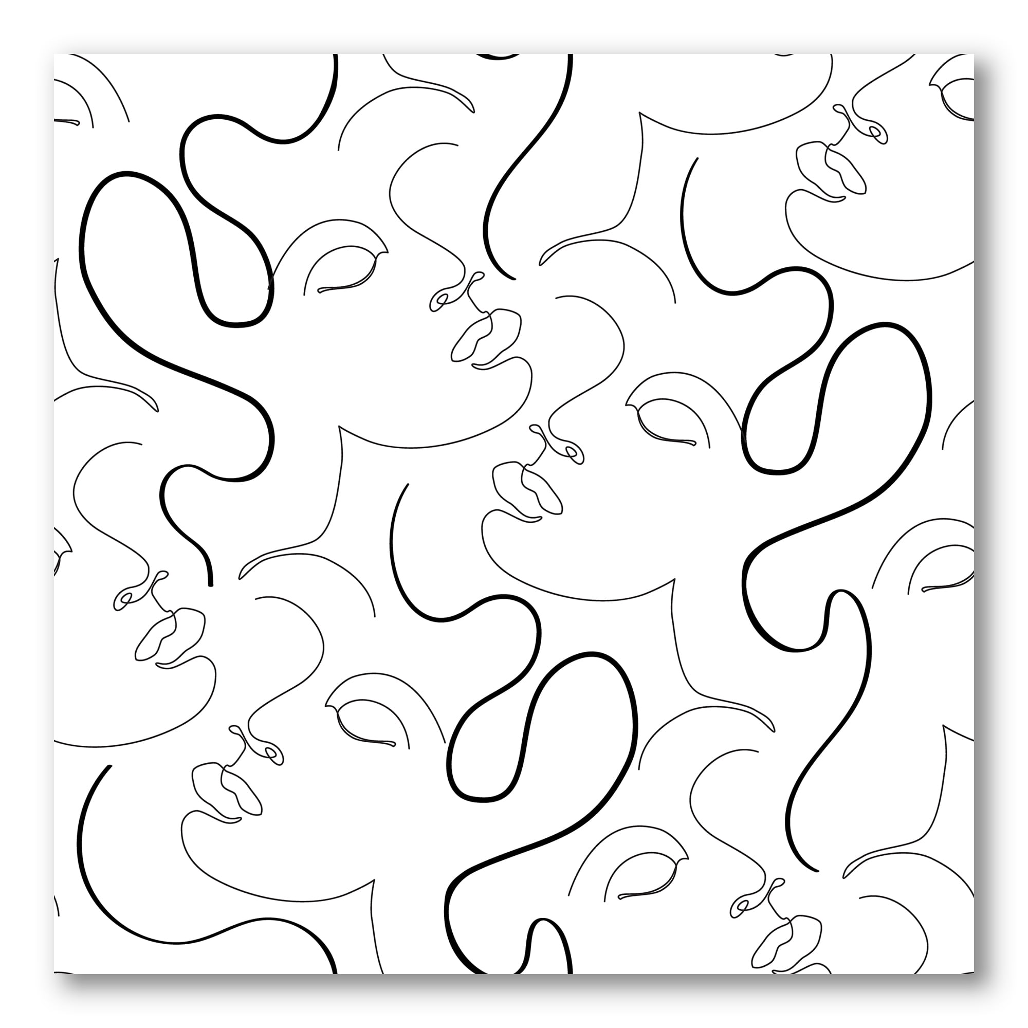 Designart ' Black and White One Line Drawing Portraits ' Modern Canvas ...