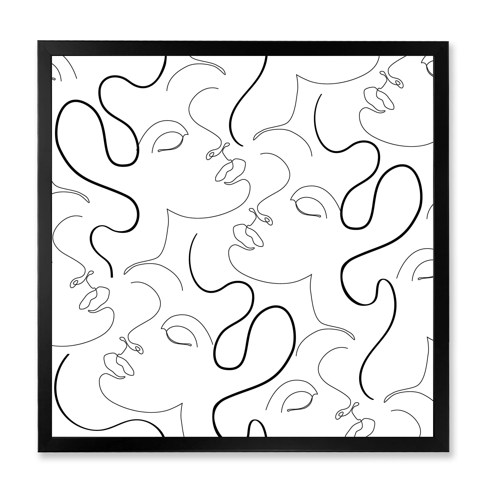 Designart 'Black and White One Line Drawing Portraits' Modern Framed ...