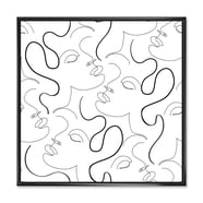 Designart ' Black and White One Line Drawing Portraits ' Modern Canvas ...