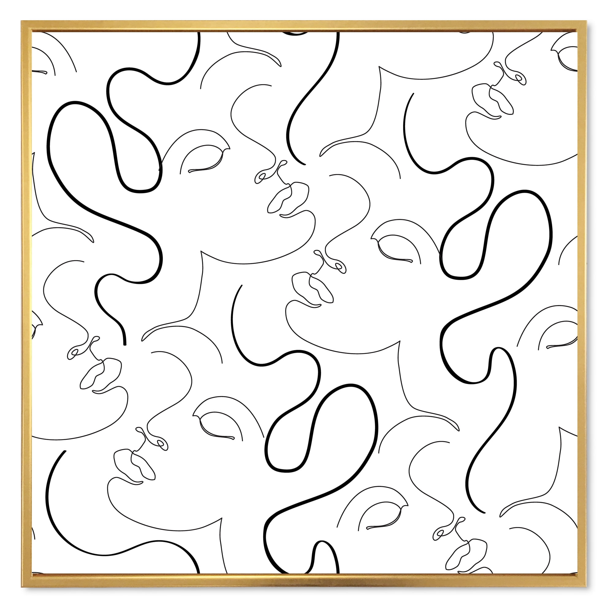 Designart 'Black and White One Line Drawing Portraits' Modern Framed ...