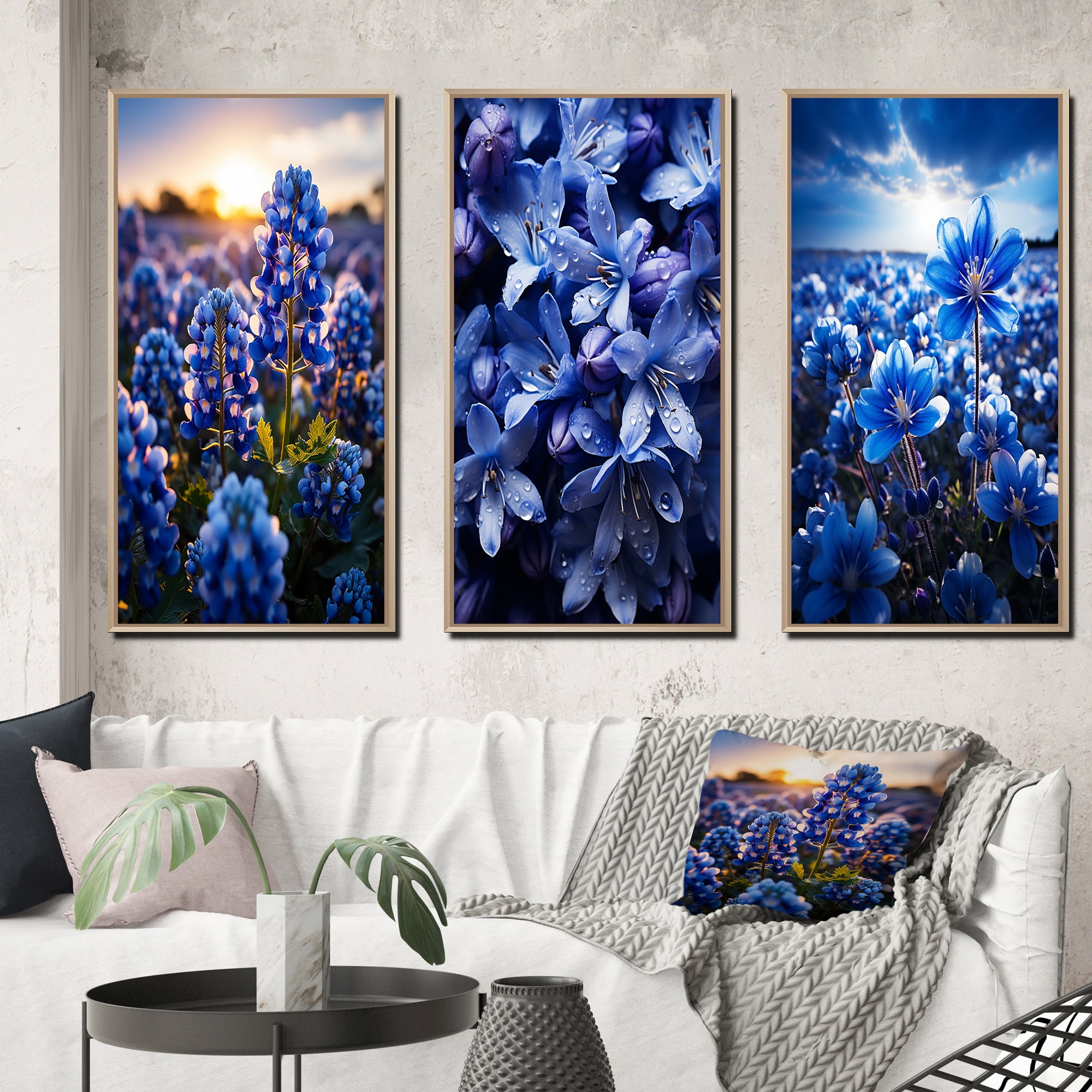 Designart "Blissful Bluebonnet Blooms II" Floral & Botanical Framed ...