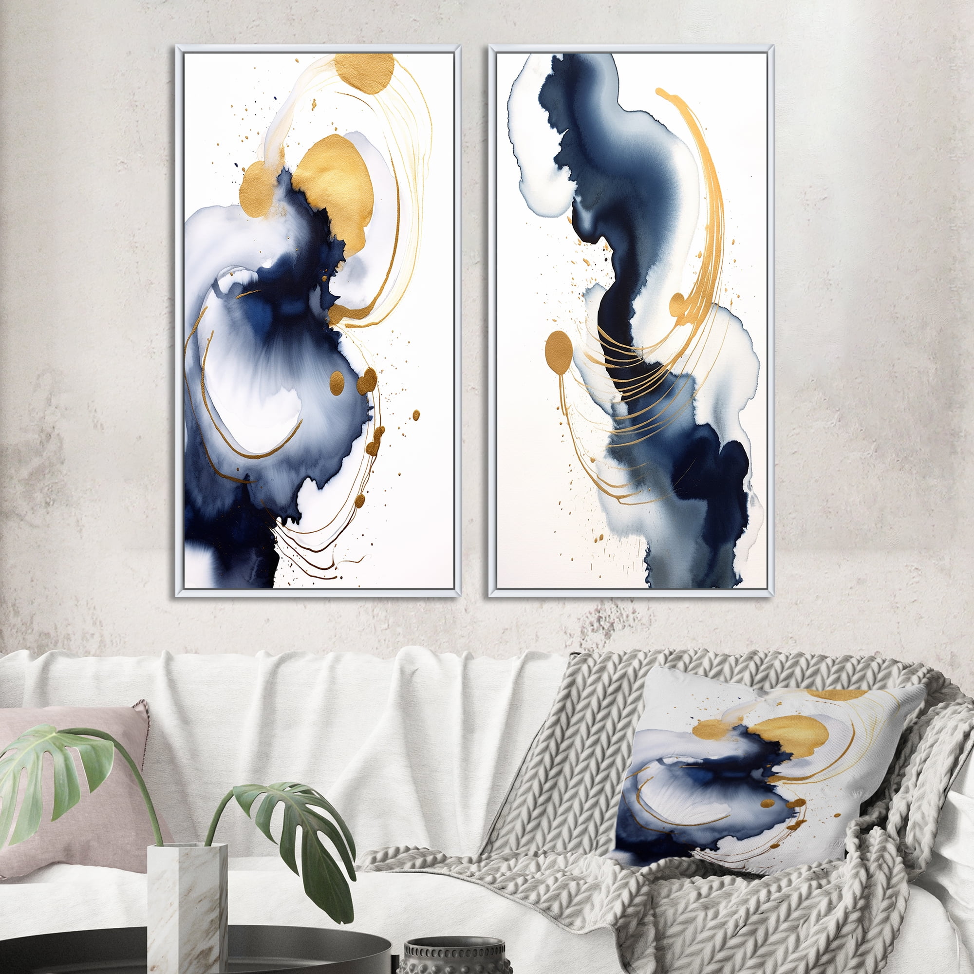 Designart "Blissful Ink Creation Minimal Cloud in Blue Ink" Abstract ...