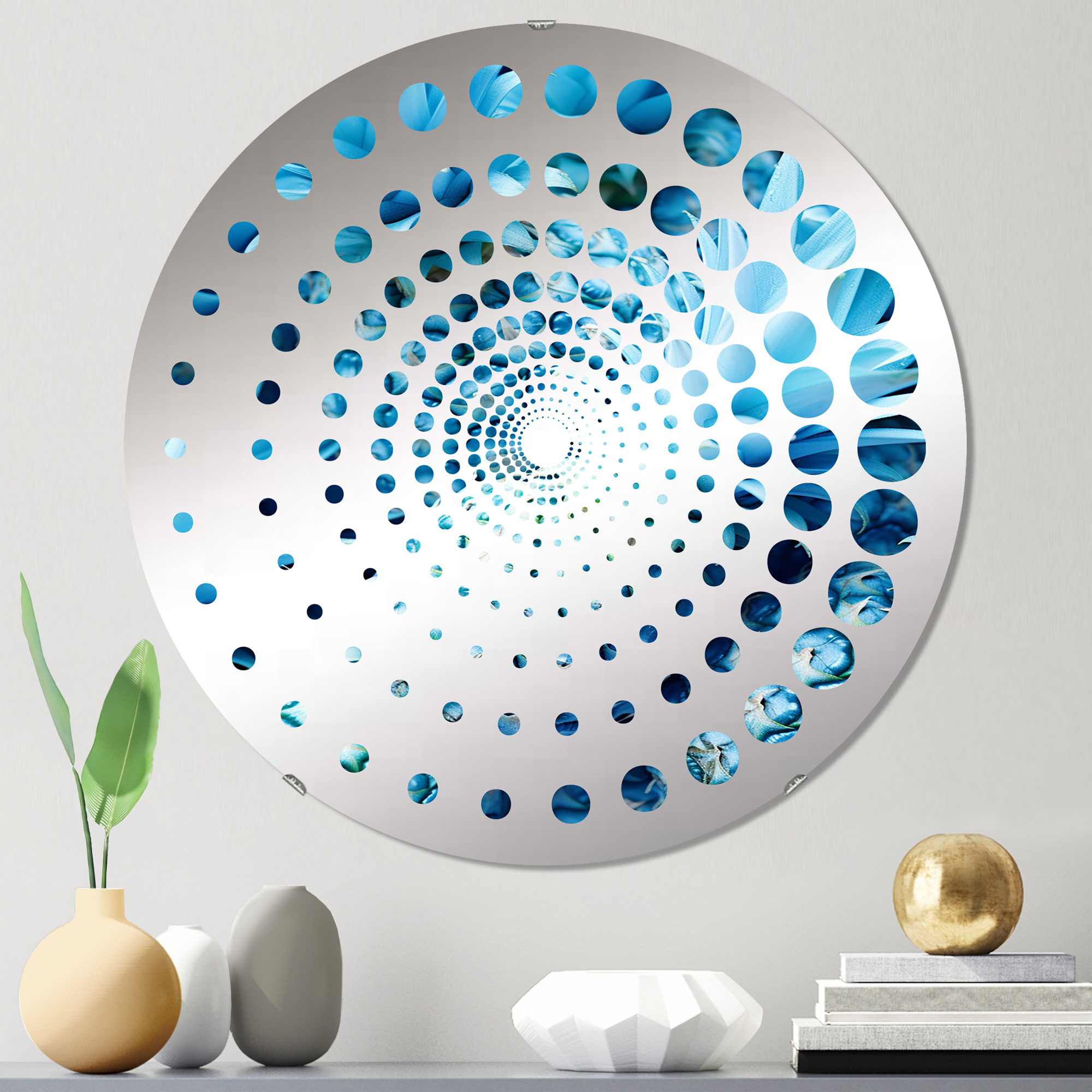 Designart "Blissful Juicy Pineapple V" Pineapples Spiral Dot Round Wall ...