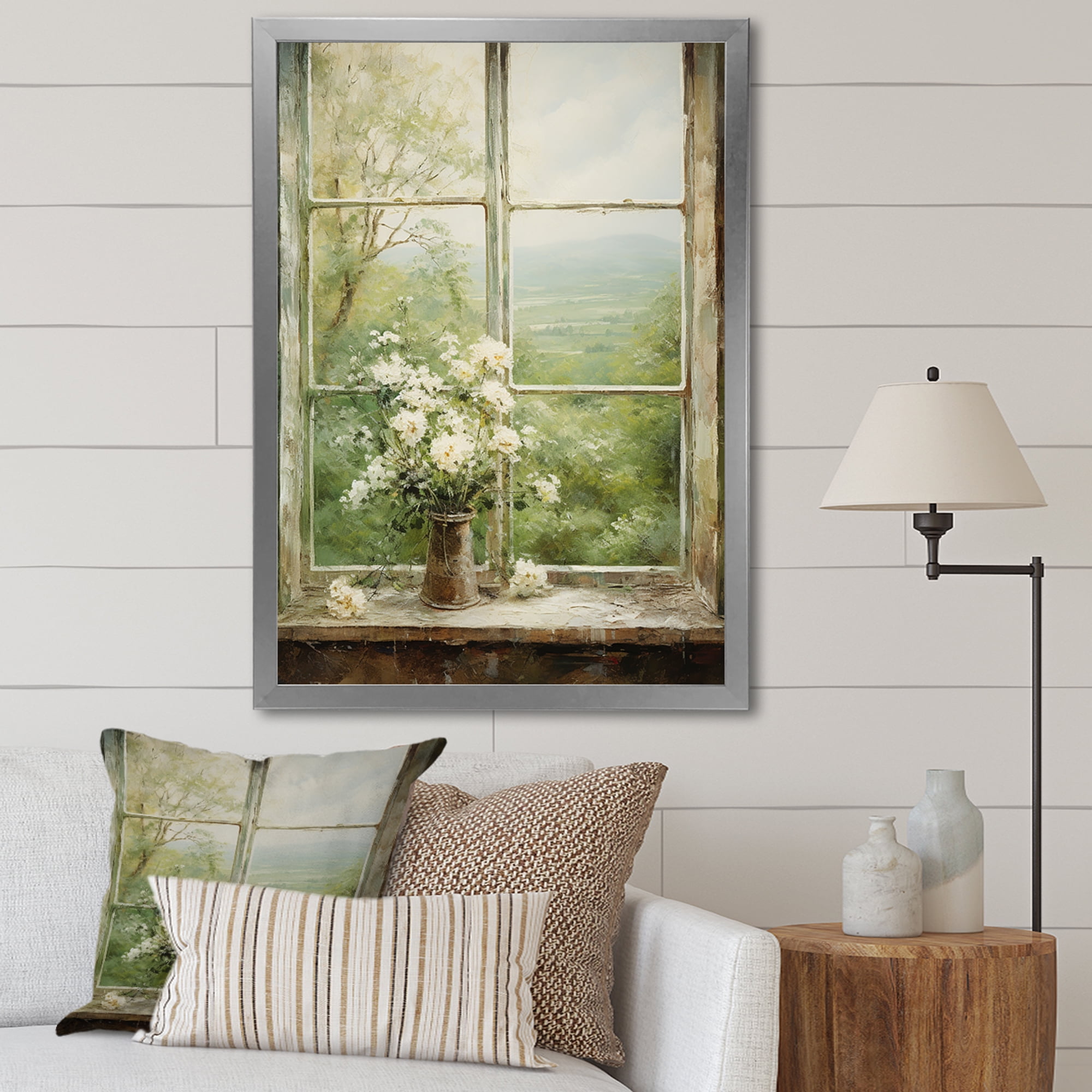 Designart "Blooming Farm Windows in the Countryside II" Farm Framed ...