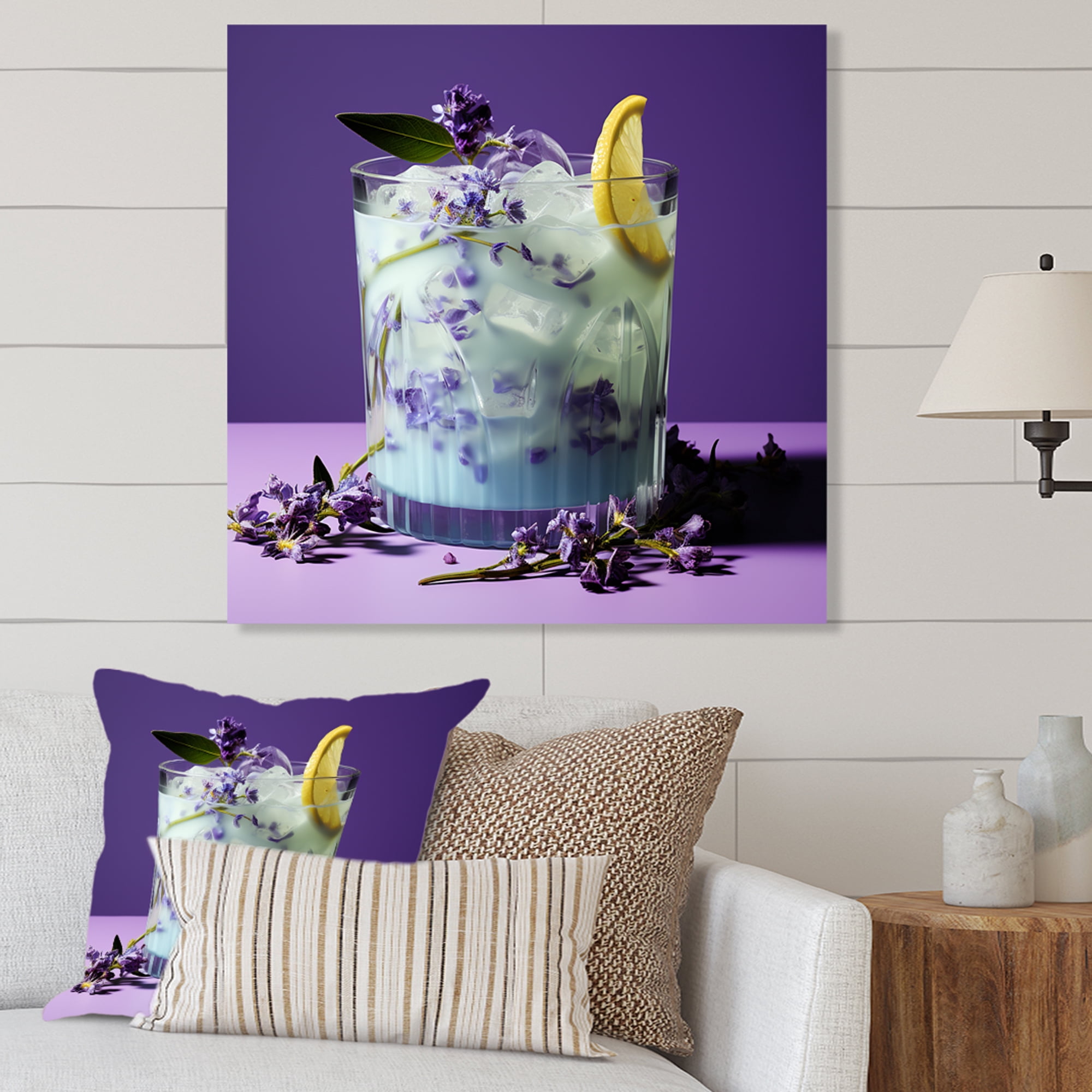 Designart "Bloomsbury Booze Lavender Lilt cocktail In Purple and Yellow ...
