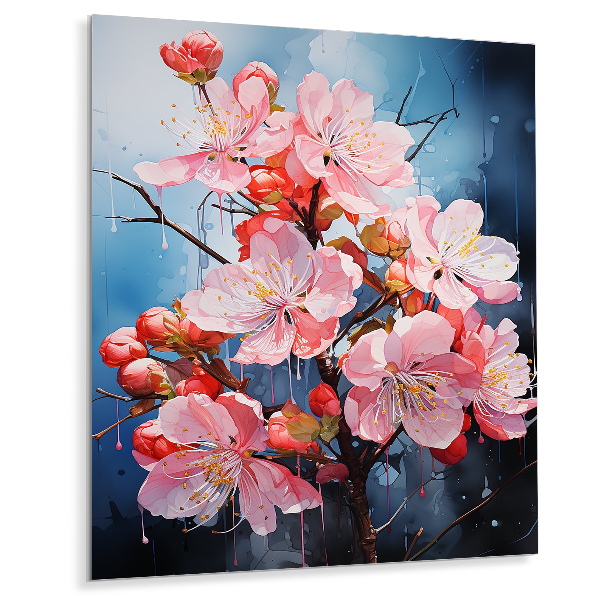 Designart "Blossom Cubist Apple Fusion II" Floral Metal Art Living Room ...