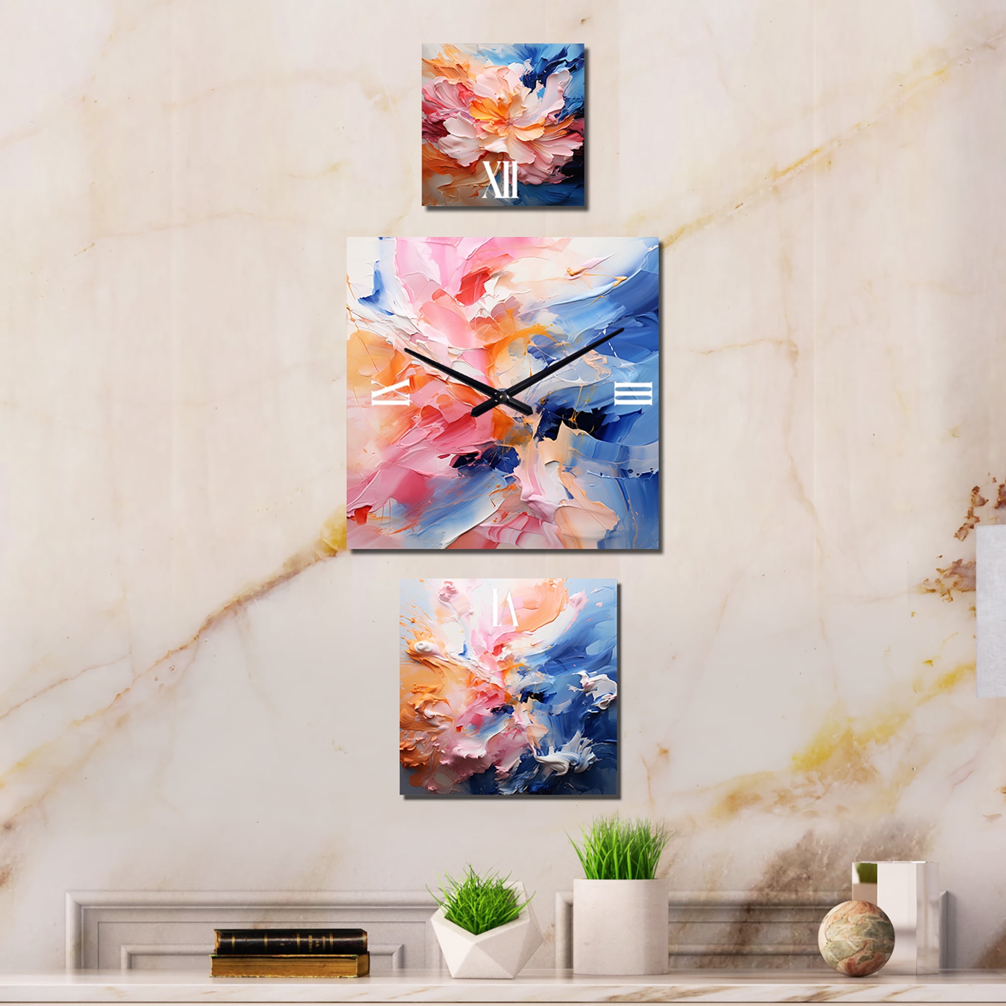 Designart "Blossom Fusion in Pink and Blue III" Abstract Print ...