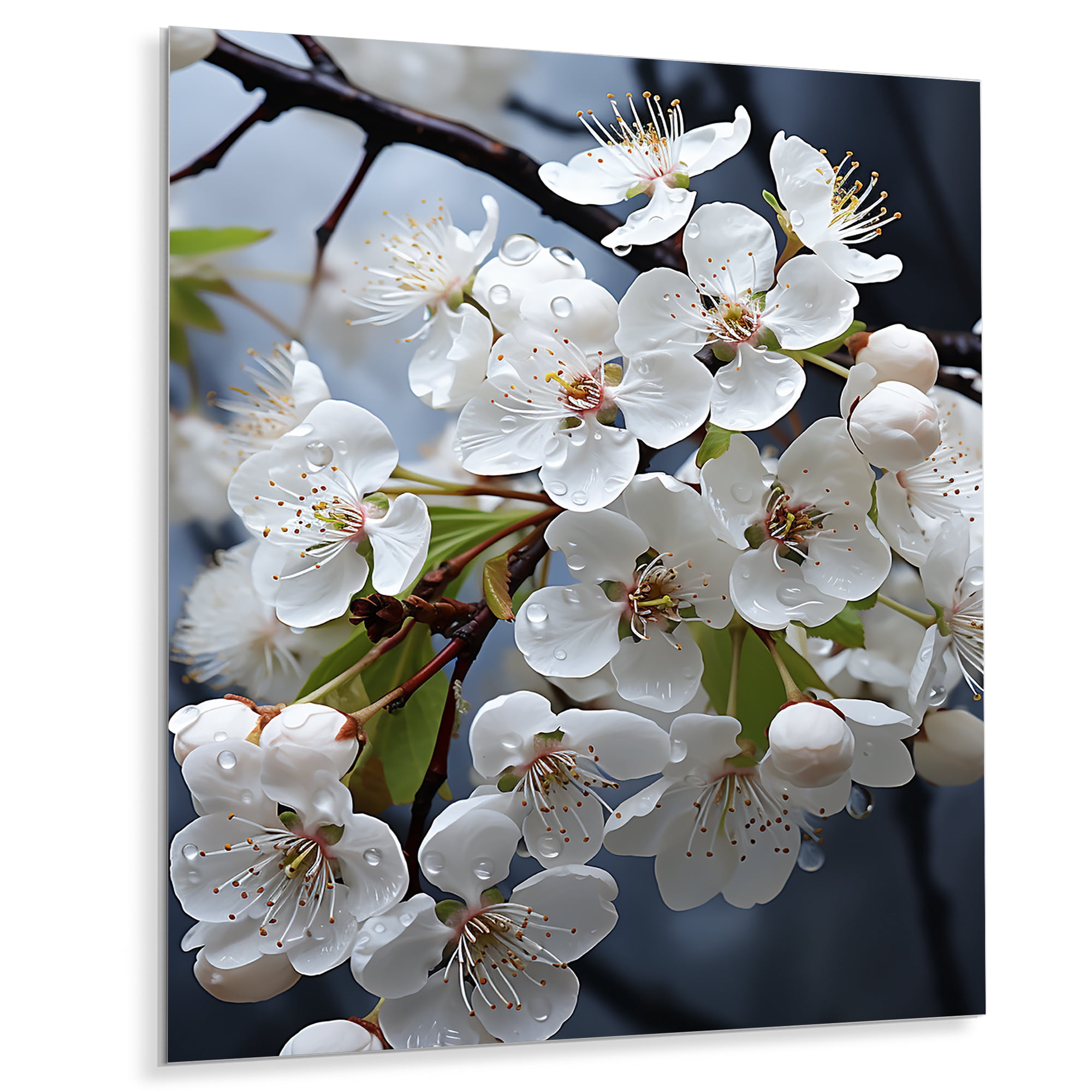 Designart "Blossom Minimalist Apple Serenity III" Floral Metal Art ...