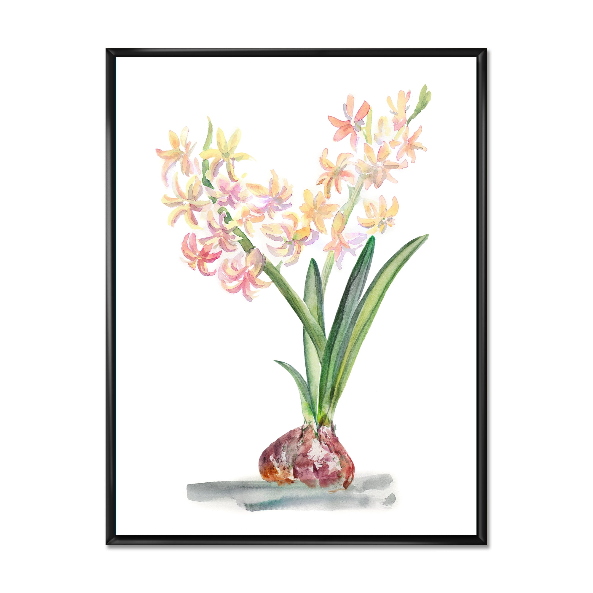 Designart 'Blossoming Hyacinth' Traditional Framed Canvas Wall Art ...