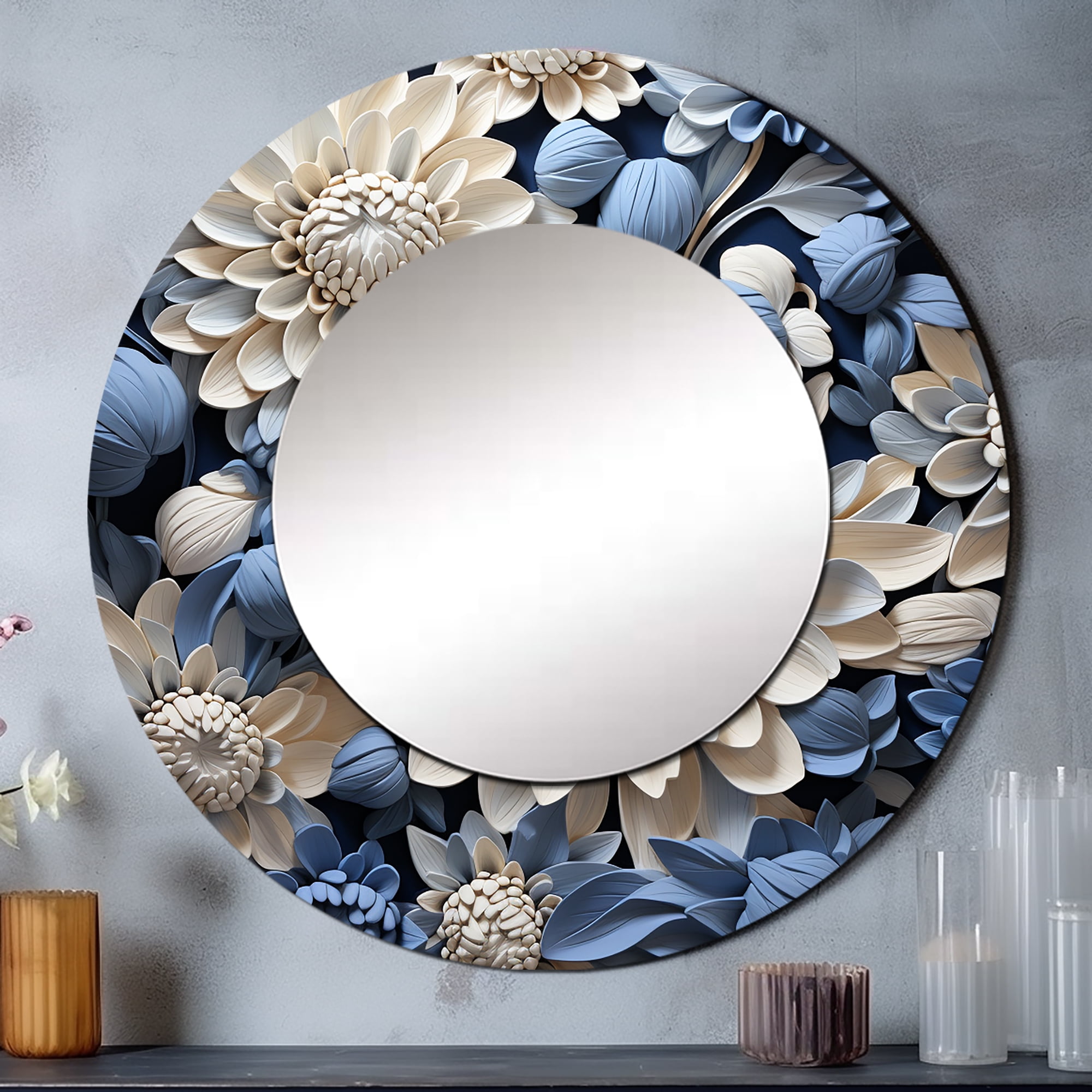 Designart "Blue Accents: The Beauty Of White And Blue Mums ...
