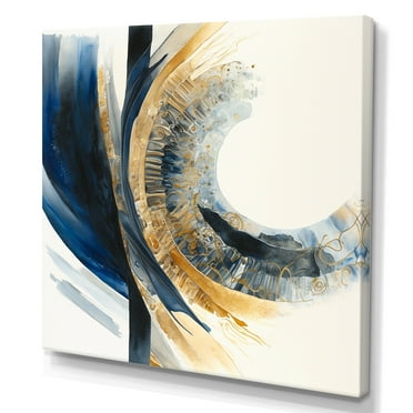 Designart Deep Blue And Gold Single Flower II Canvas Wall Art - Walmart.com