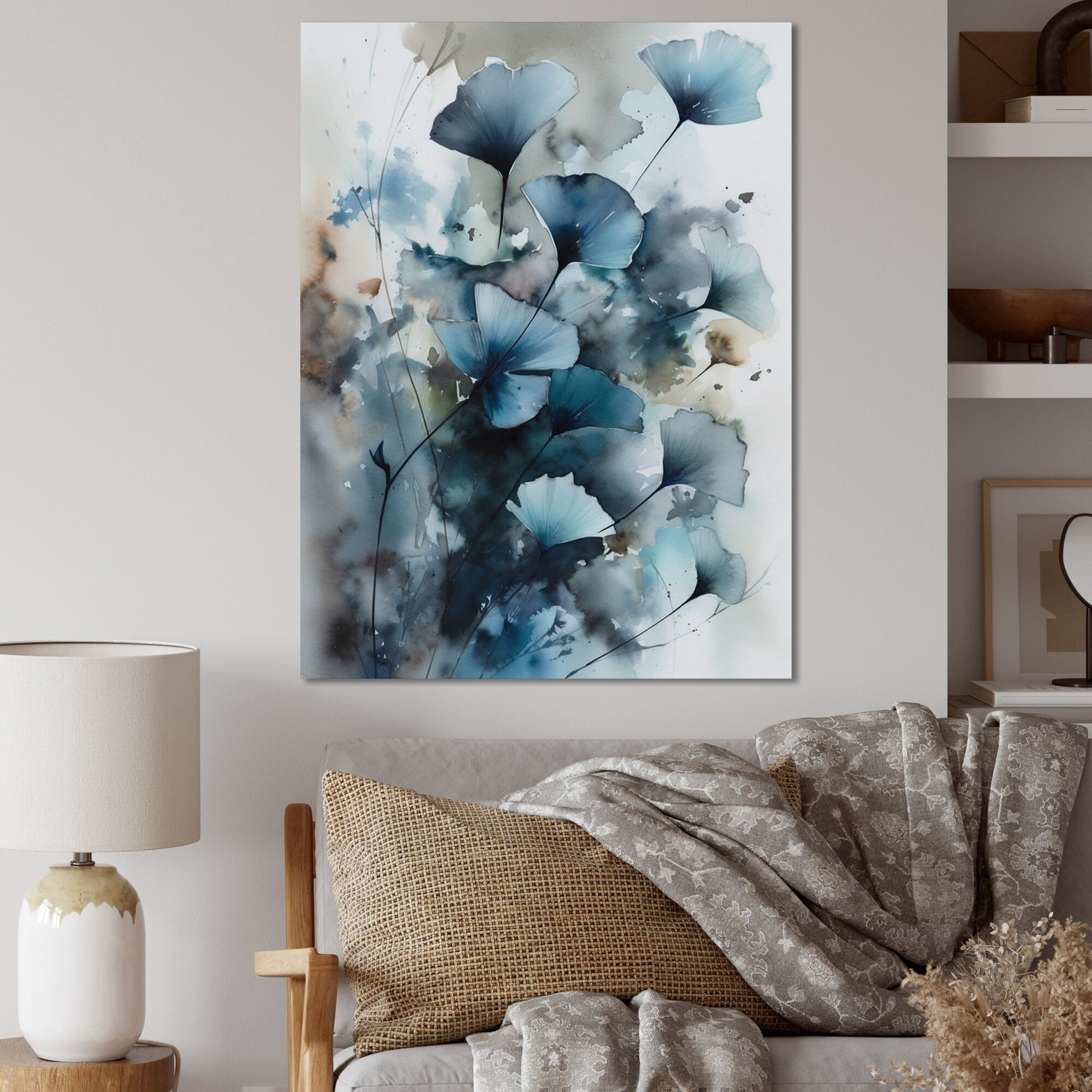 Designart "Blue And Grey Flowers Bouquet Interpretation" Floral Bouquet ...
