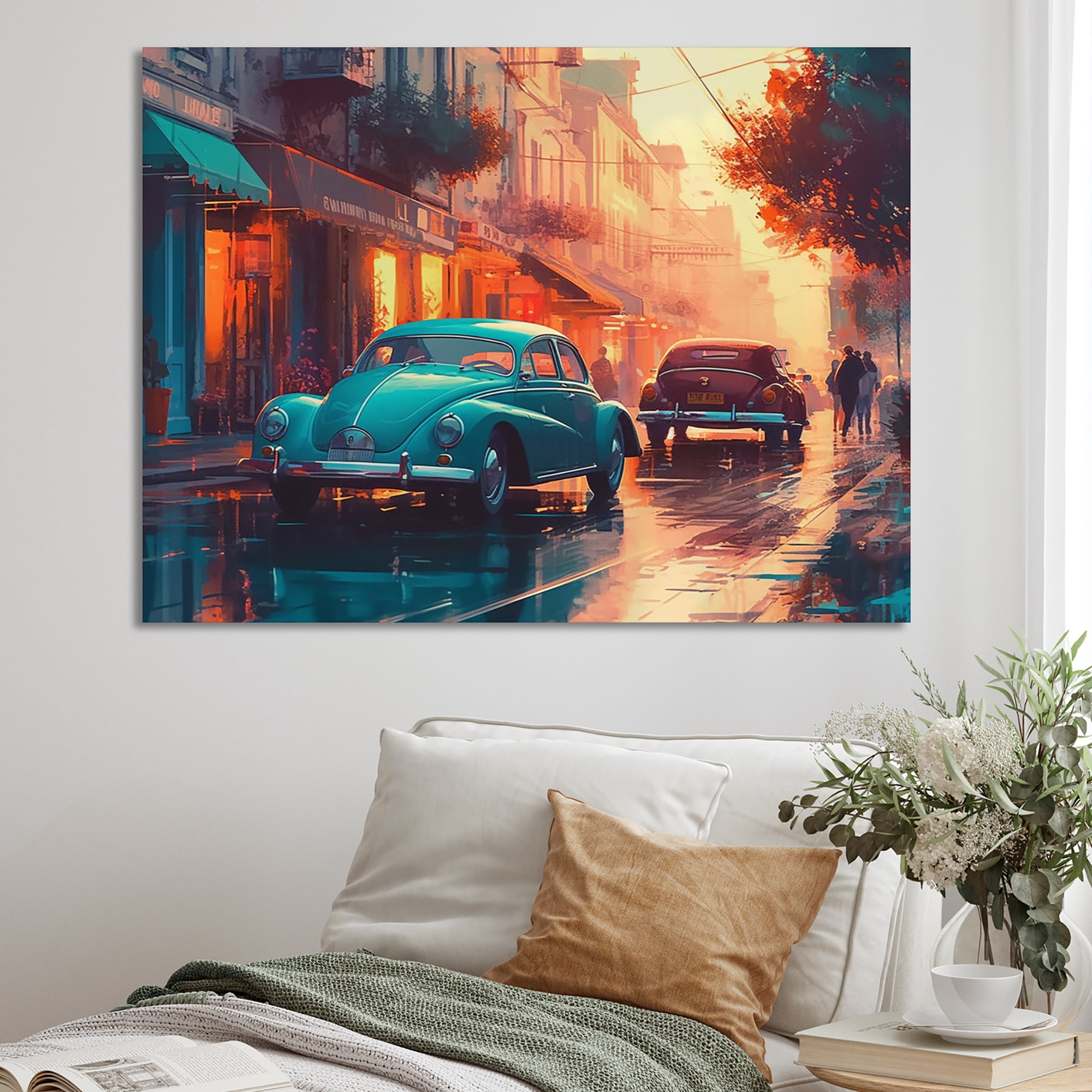 Designart "Blue And Orange Art Deco Cityscapes Unveiled" City Art Deco ...