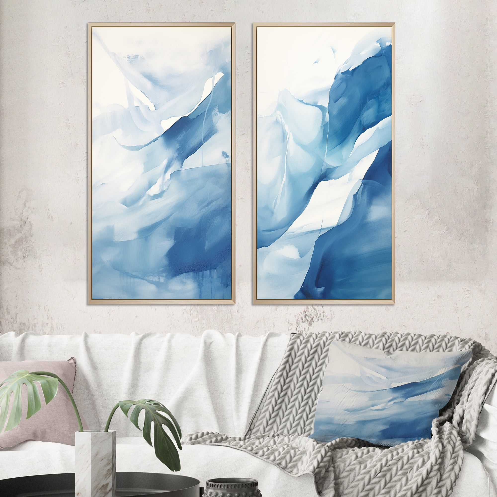 Designart "Blue And White Flowing Aquarelle Clouds II" Abstract ...