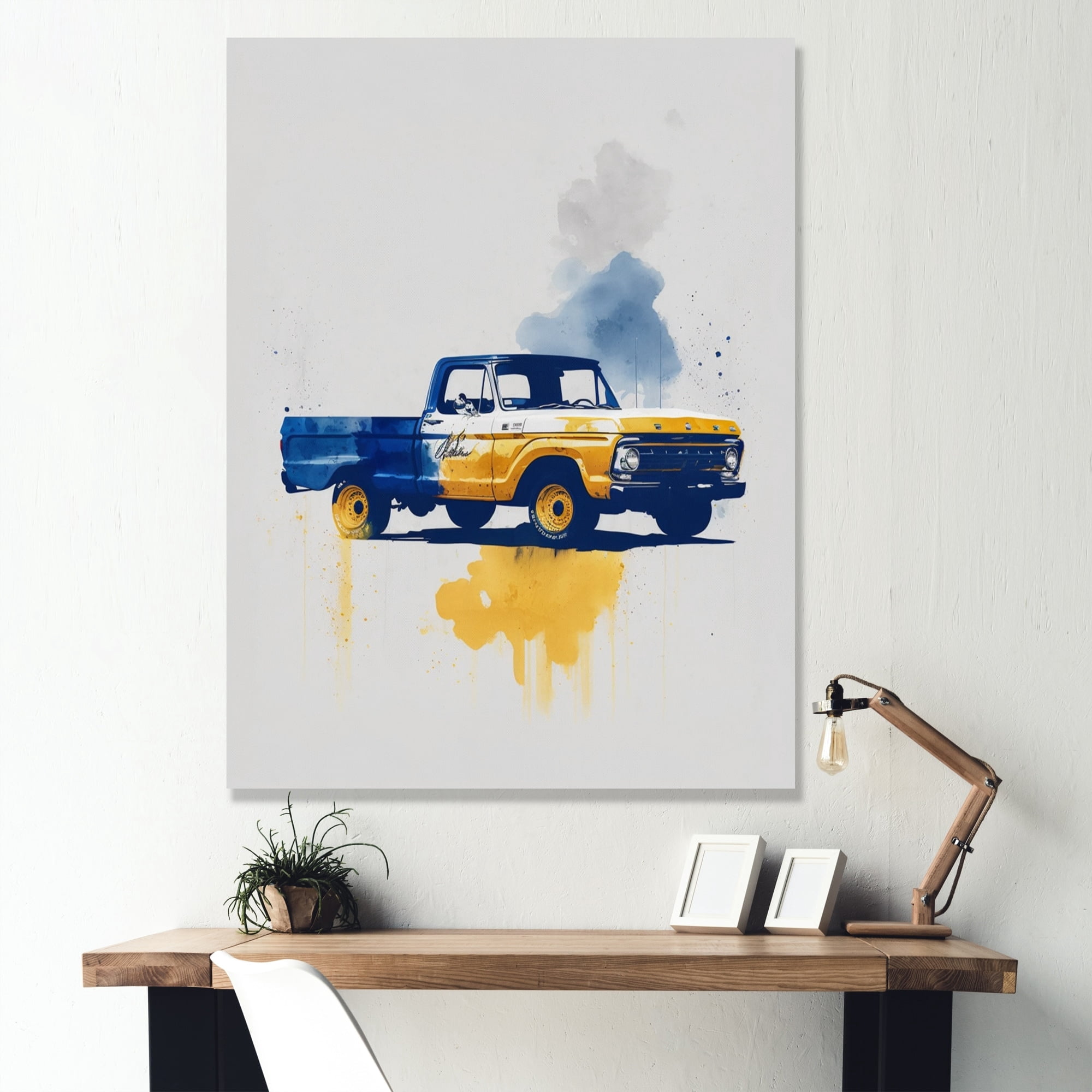 Designart "Blue And Yellow Retro Car Treasures" Retro Car Wall Art For ...