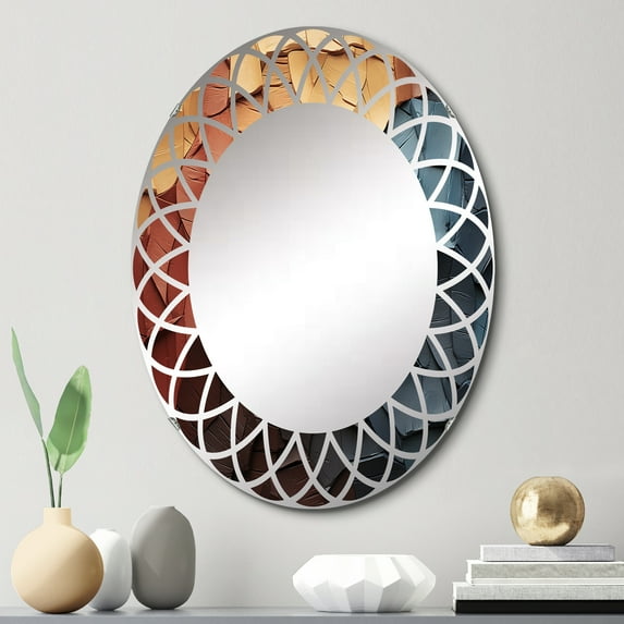 Designart "Blue Beige Redwood Tree composition" Modern Round Wall ...