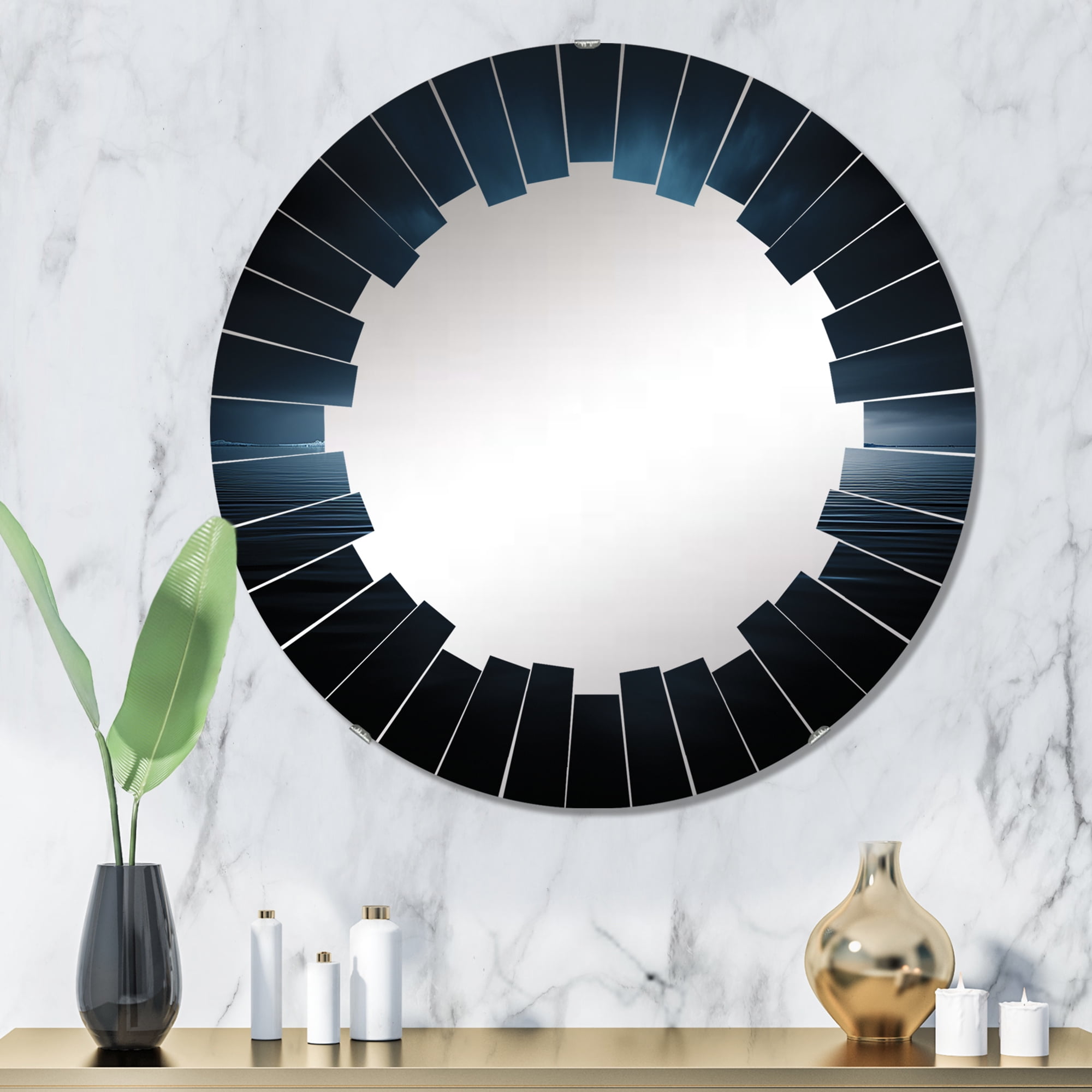 Designart "Blue Black Iceberg Frozen Beauty " Landscapes Round Wall ...