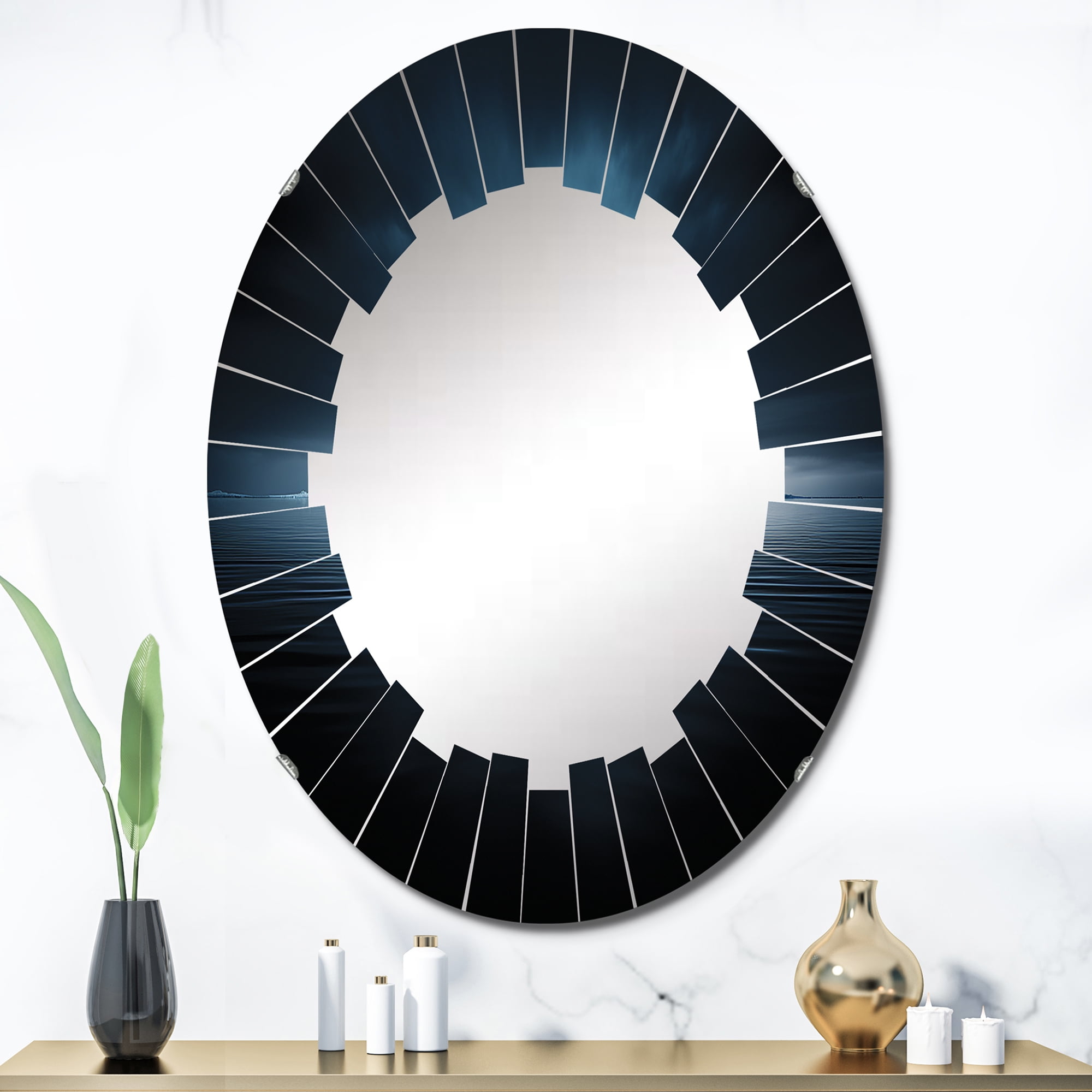Designart "Blue Black Iceberg Frozen Beauty " Landscapes Round Wall ...