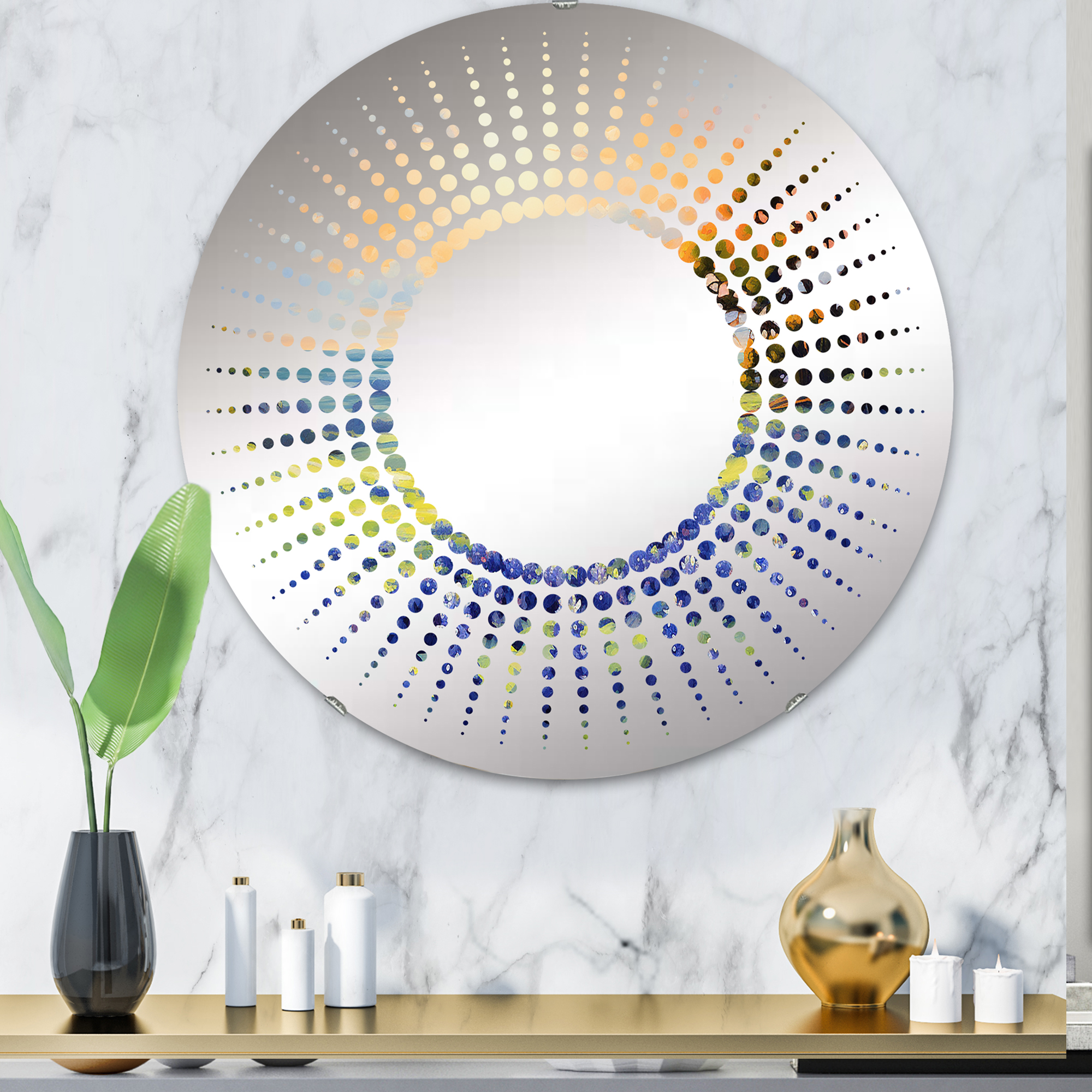 Designart "Blue Bonnet Dance in Meadows I" Blue Bonnets Starburst Round ...