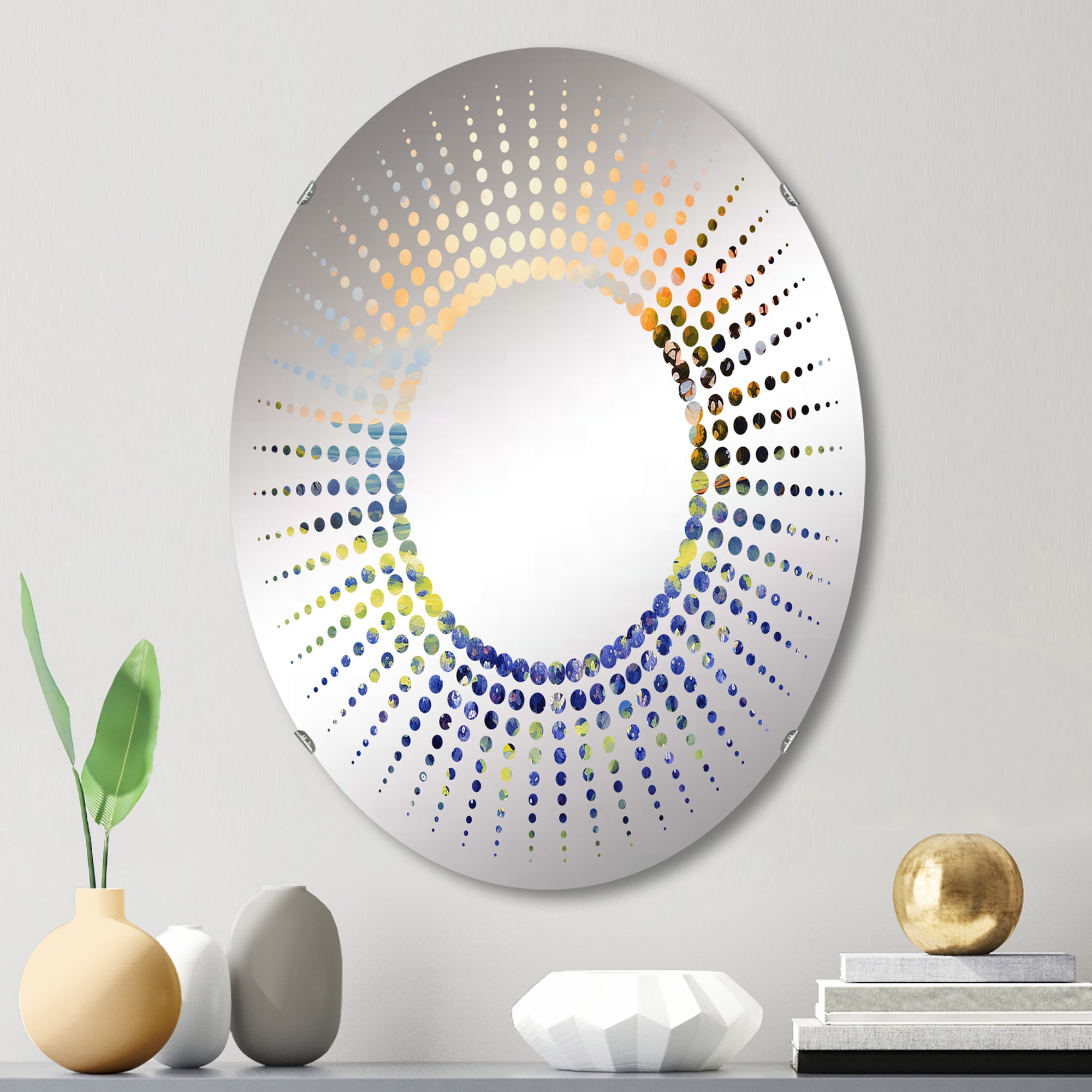 Designart "Blue Bonnet Dance in Meadows I" Blue Bonnets Starburst Round ...