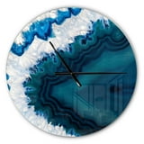 Designart Blue Brazilian Geode Modern Elegant Aluminium Wall Clock with ...