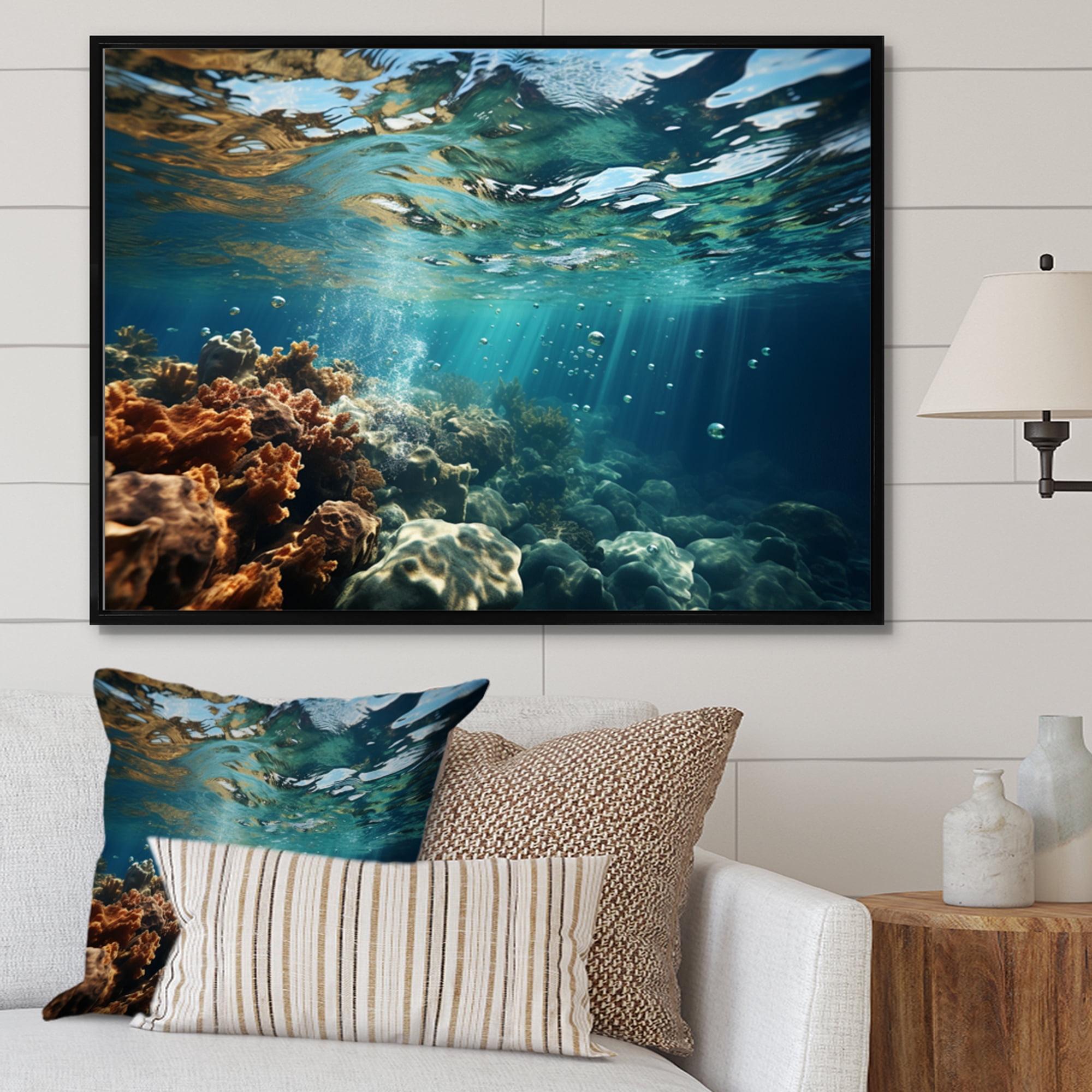 Designart "Blue Brown Ocean Marine Majesty Under Water" Landscapes ...