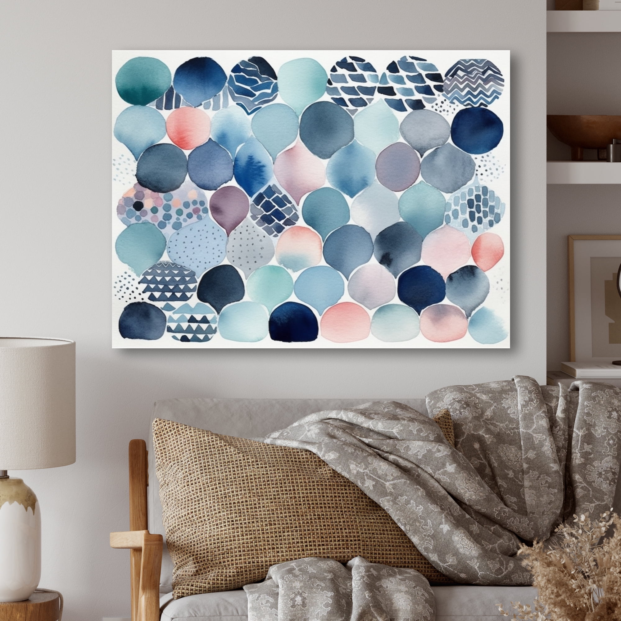 Designart "Blue Form Mapping I" Modern Geometric Metal Art Print ...