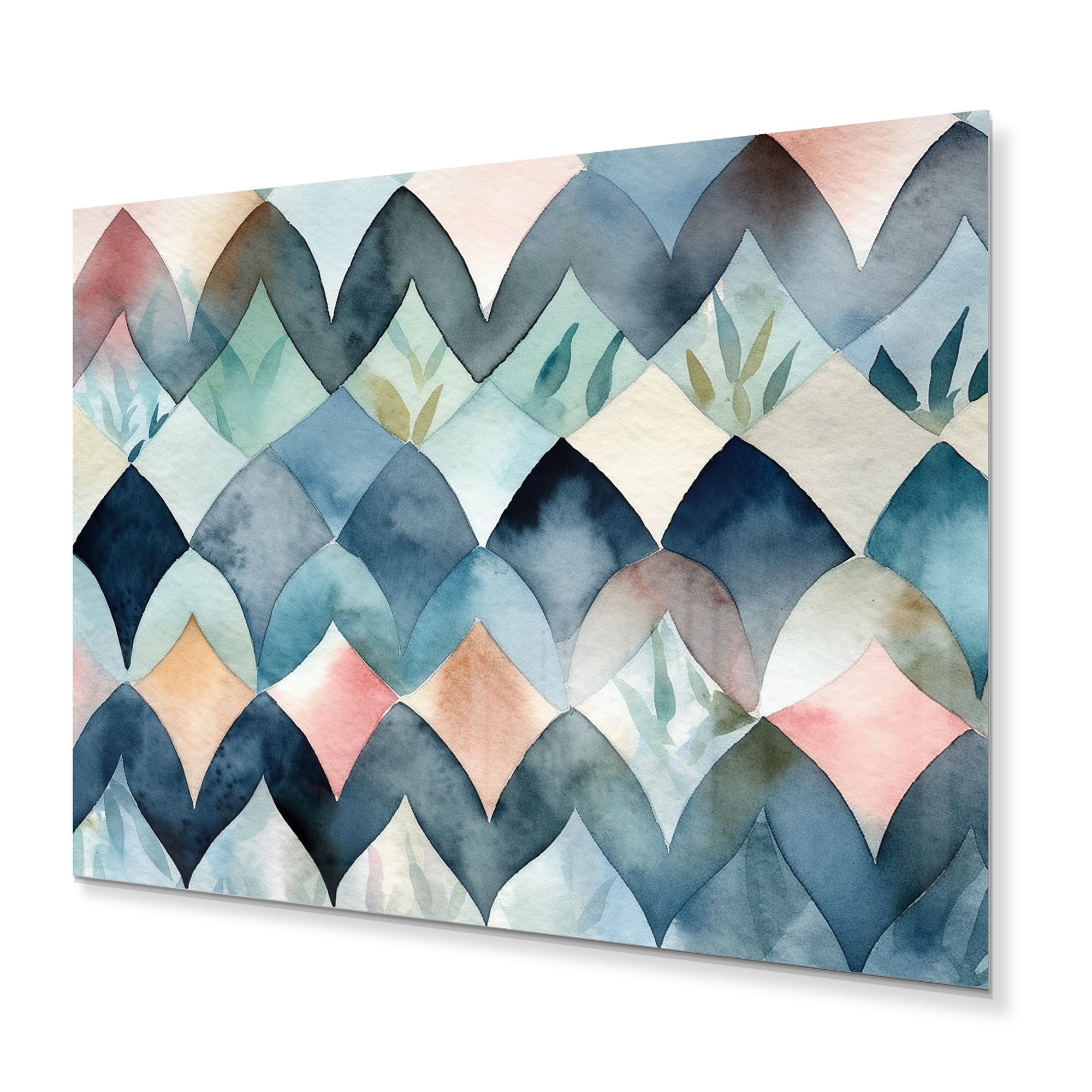 Designart "Blue Form Mapping III" Modern Geometric Metal Wall Decor ...