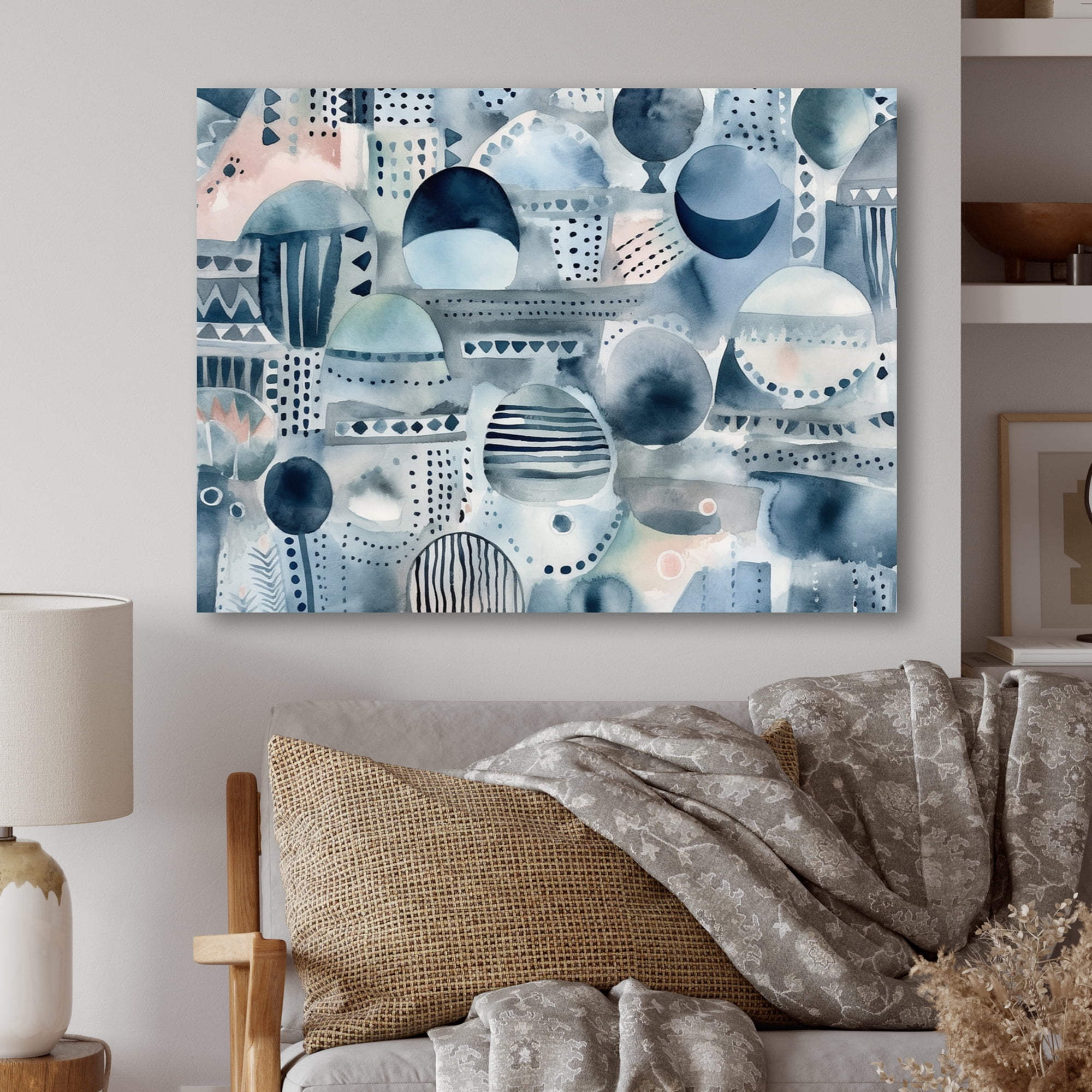 Designart "Blue Form Mapping IV" Modern Geometric Metal Wall Art Prints ...