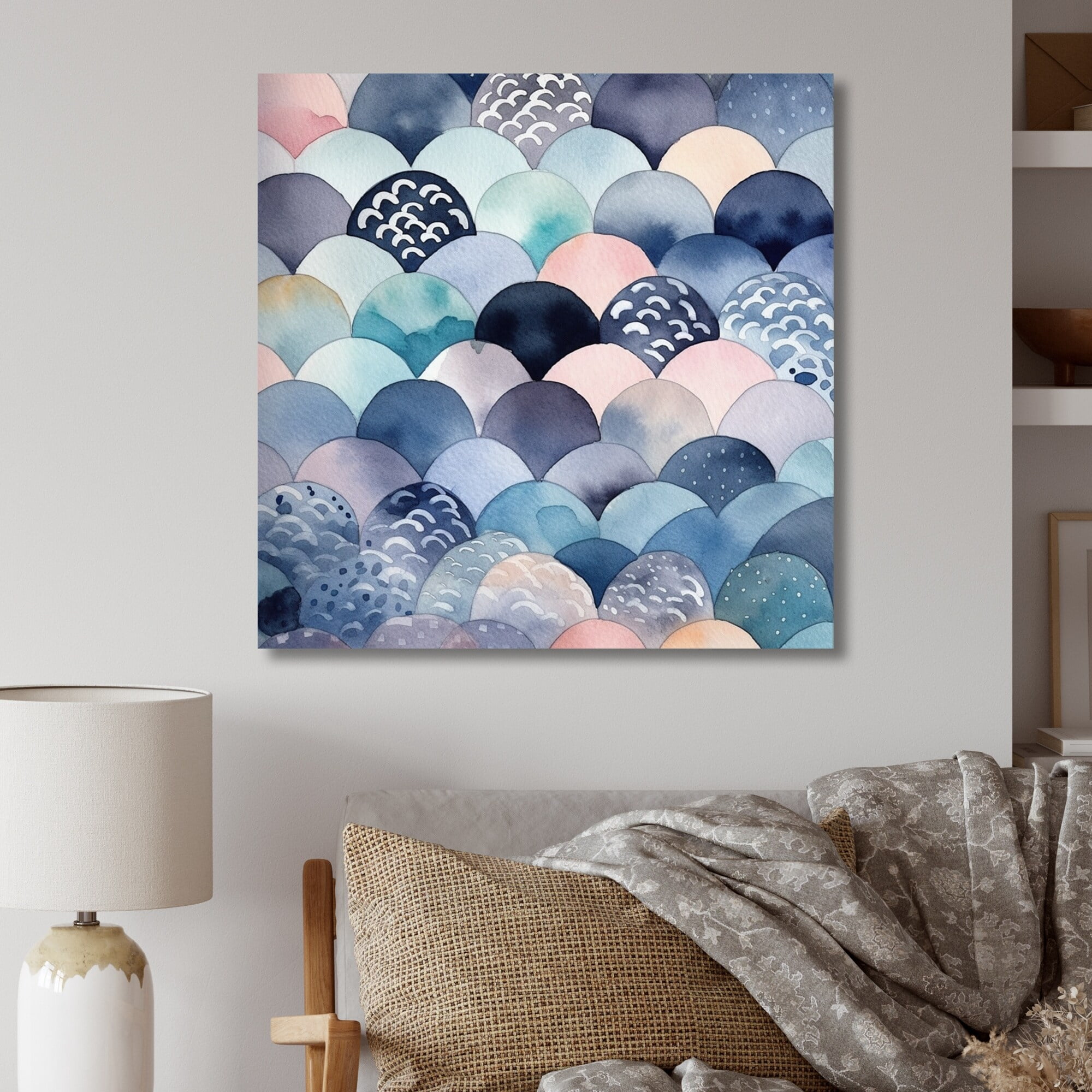 Designart "Blue Form Mapping V" Modern Geometric Metal Wall Art ...