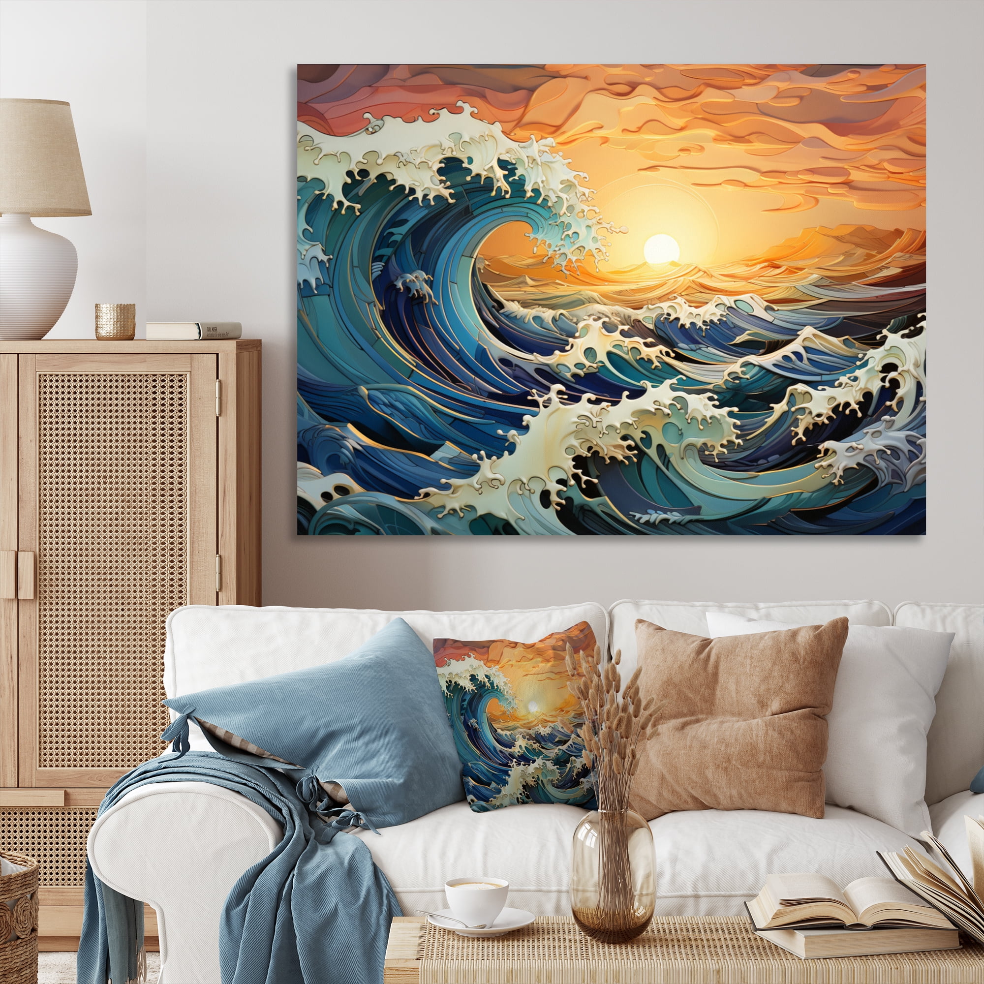 Designart "Blue Kinetic Waves III" Landscapes Wall Art Print - Walmart.com
